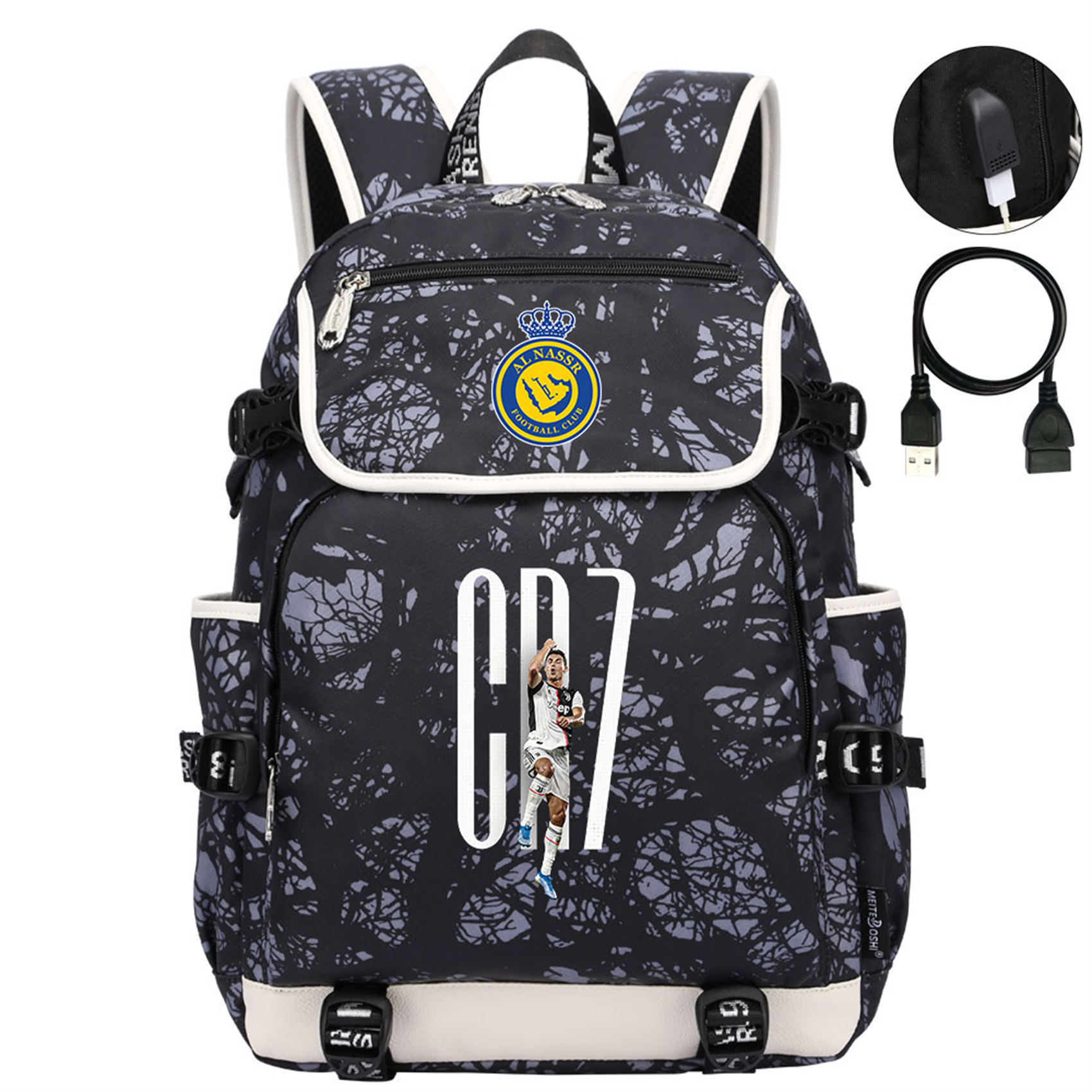 Student Back to School Bag with USB Charge Port-Cristiano Ronaldo ...