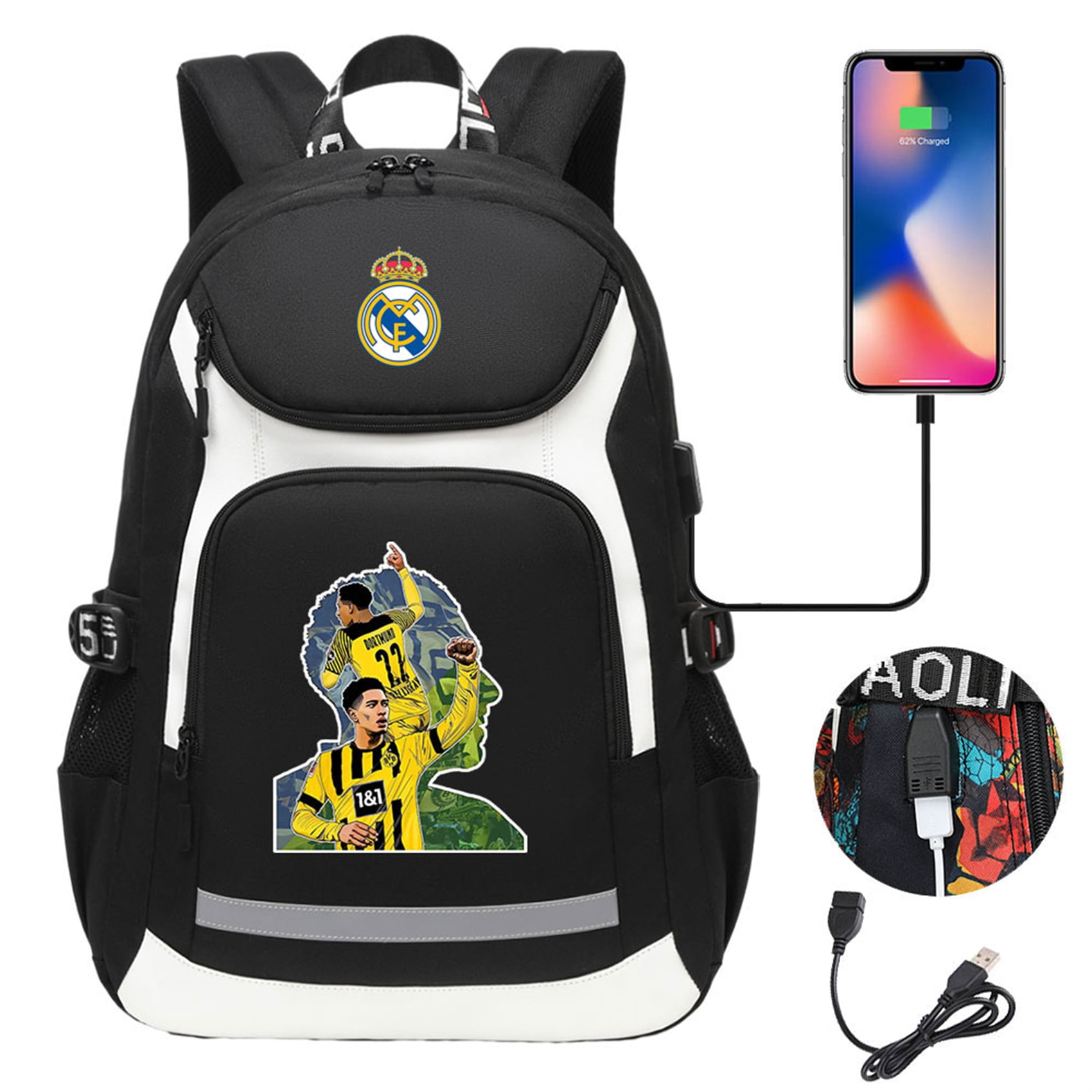 Student Back to School Bag with USB Charging Port-Jude Bellingham ...