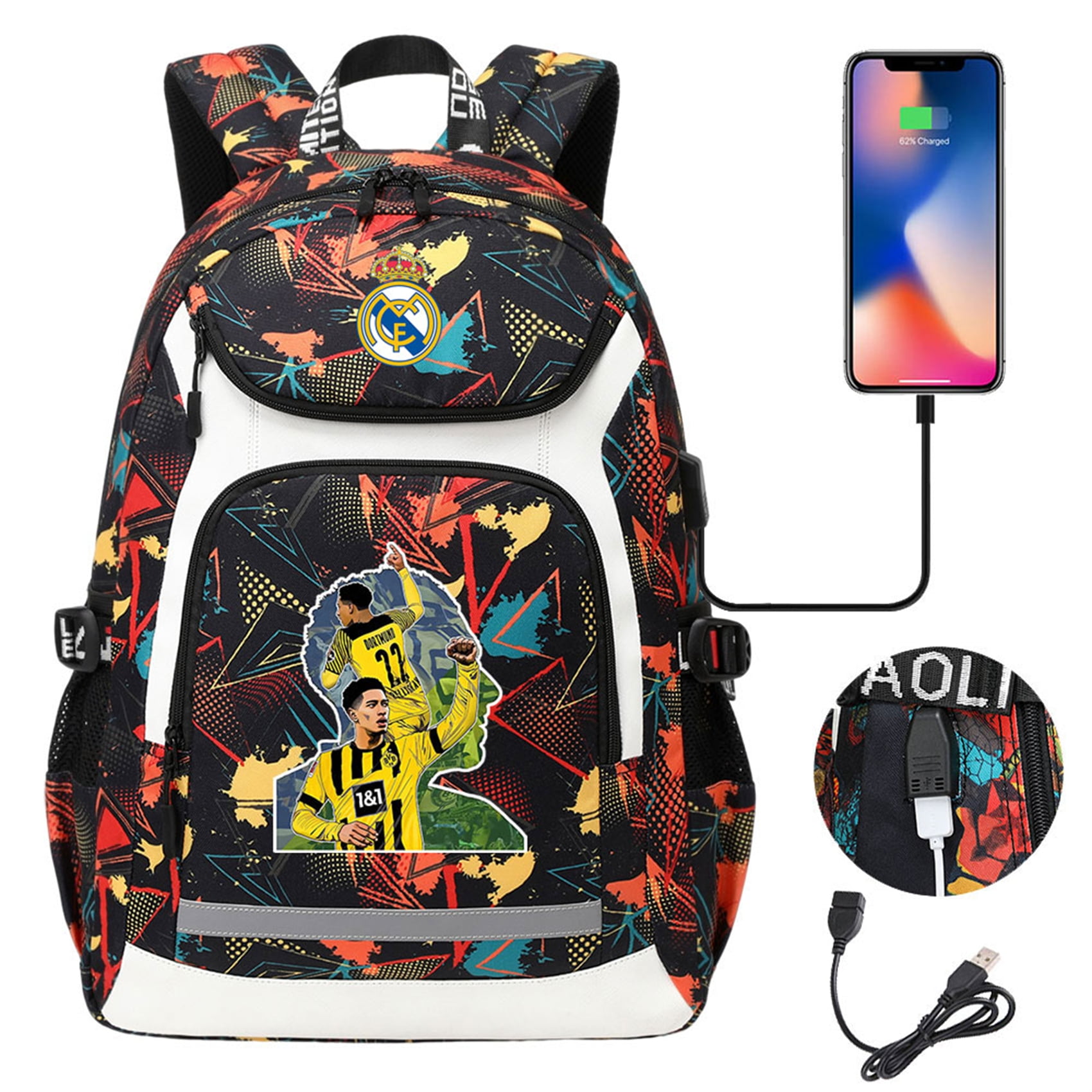 Student Back to School Bag with USB Charging Port-Jude Bellingham ...
