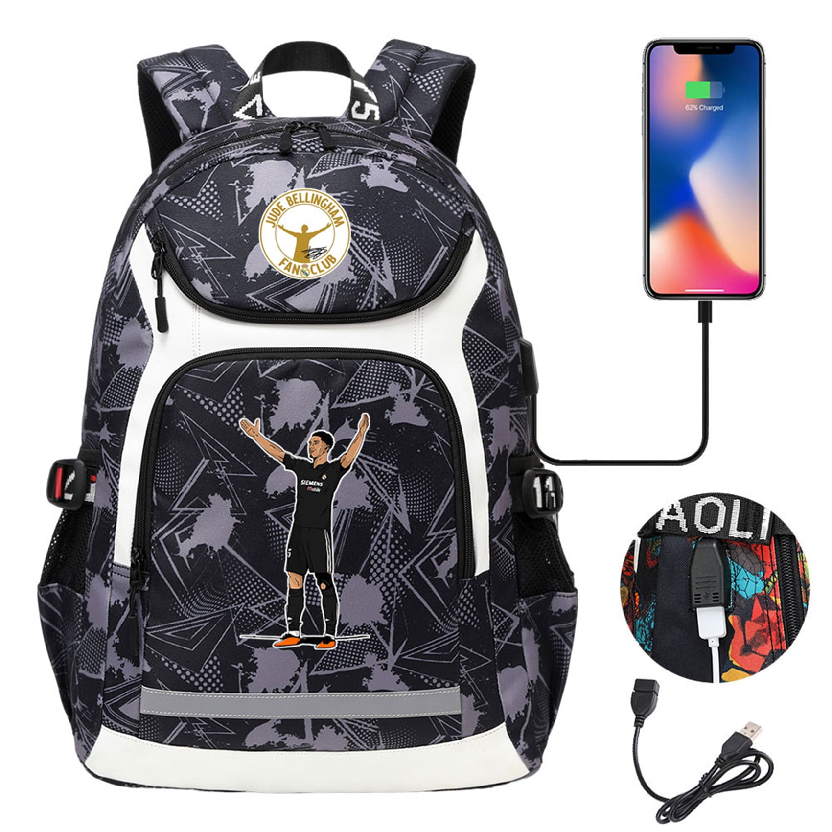 Student Back to School Bag with USB Charging Port-Jude Bellingham ...