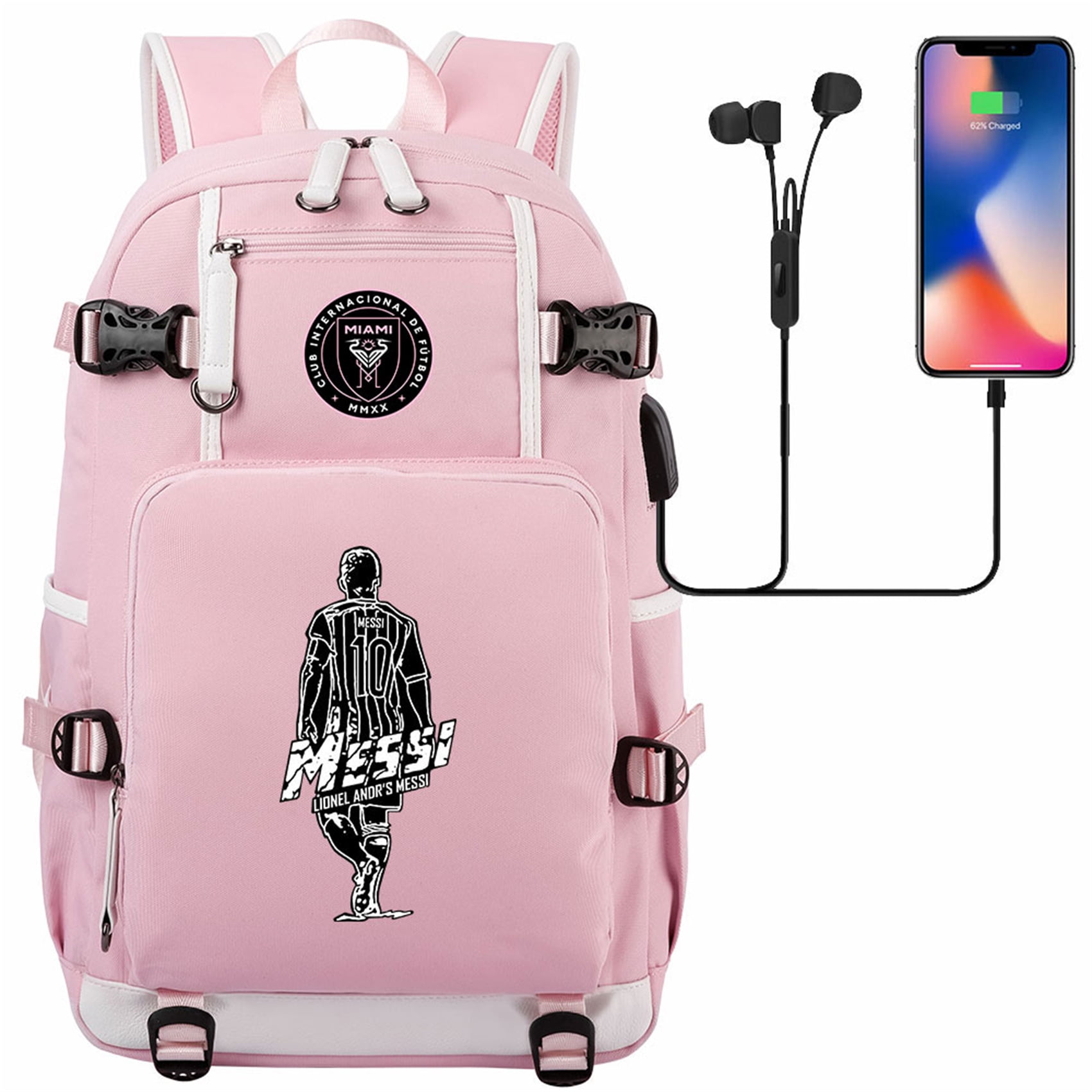 Student Back to School Bookbag with USB Charging Port,Messi_10 Novelty ...