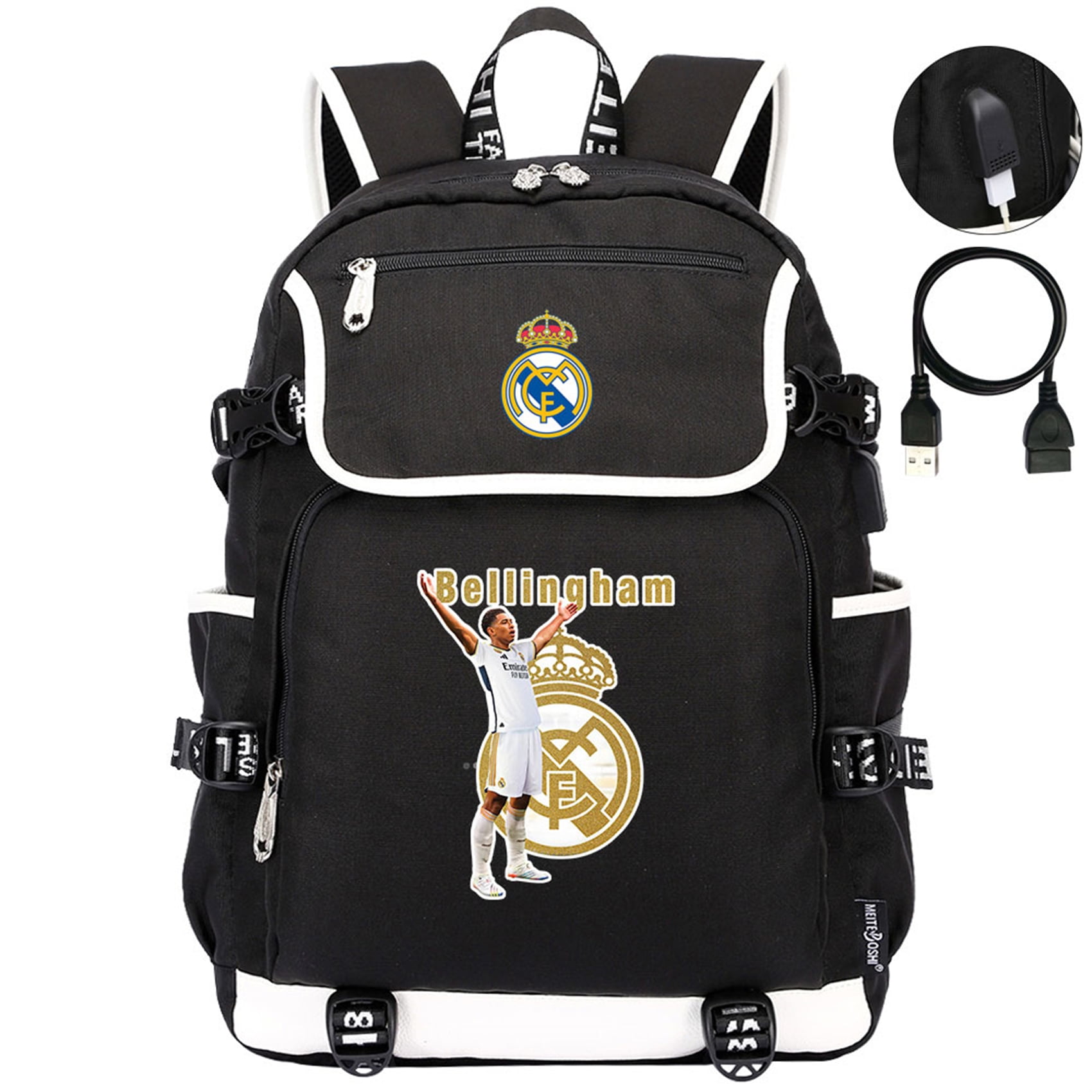 Student Back to School Bookbag with USB Charging Port-Soccer Star Jude ...