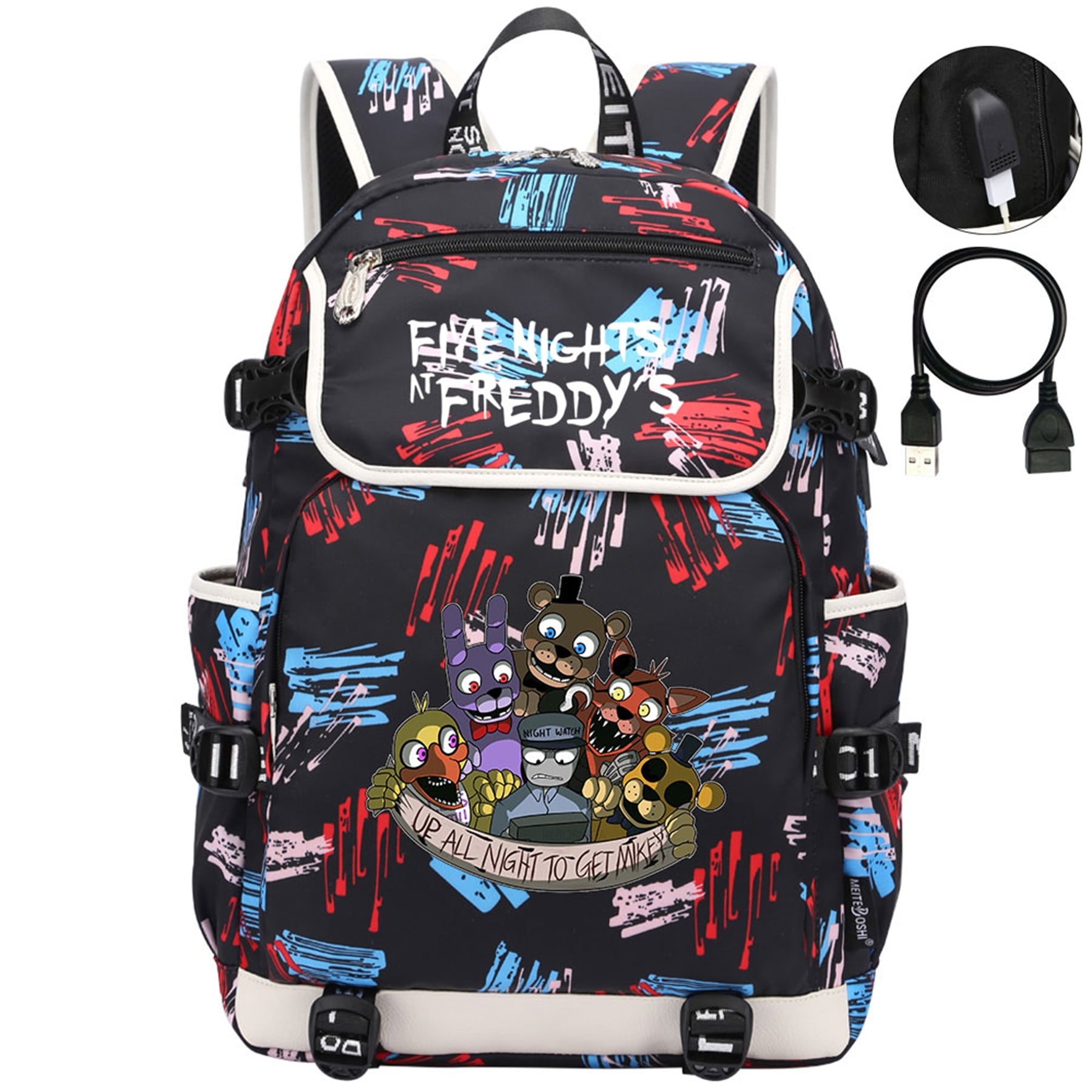 Student Backt to School Bookbag with USB Charging Port Five Nights at Freddy's Novelty Backpack ...