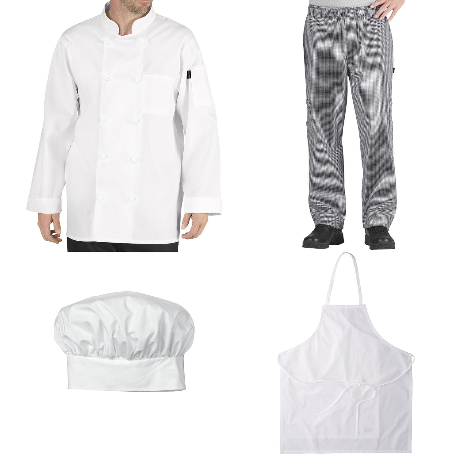 Student Chef Bundle Pack Includes Chef Coat, Pants, Hat & Apron, Small ...