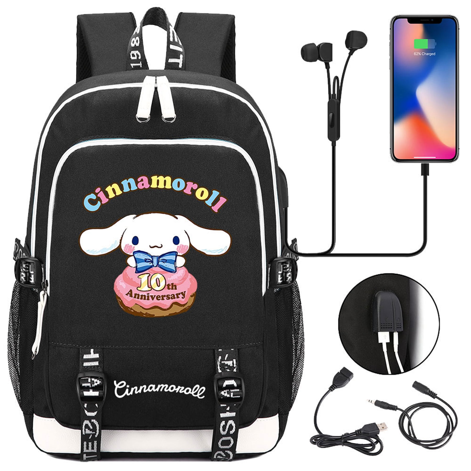 Student Cinnamoroll School Knapsack Waterproof Laptop Backpack with USB ...