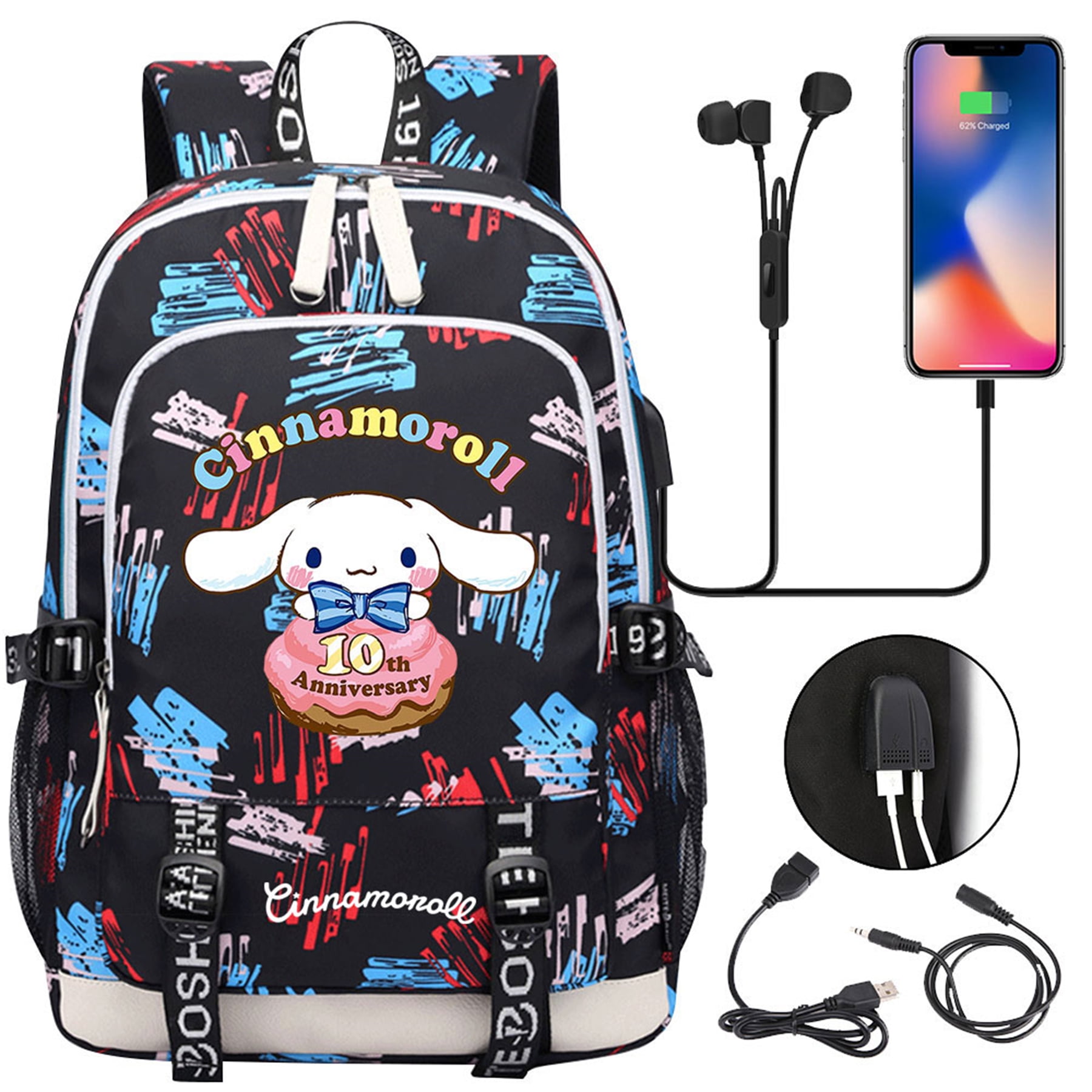 Student Cinnamoroll School Knapsack Waterproof Laptop Backpack with USB ...