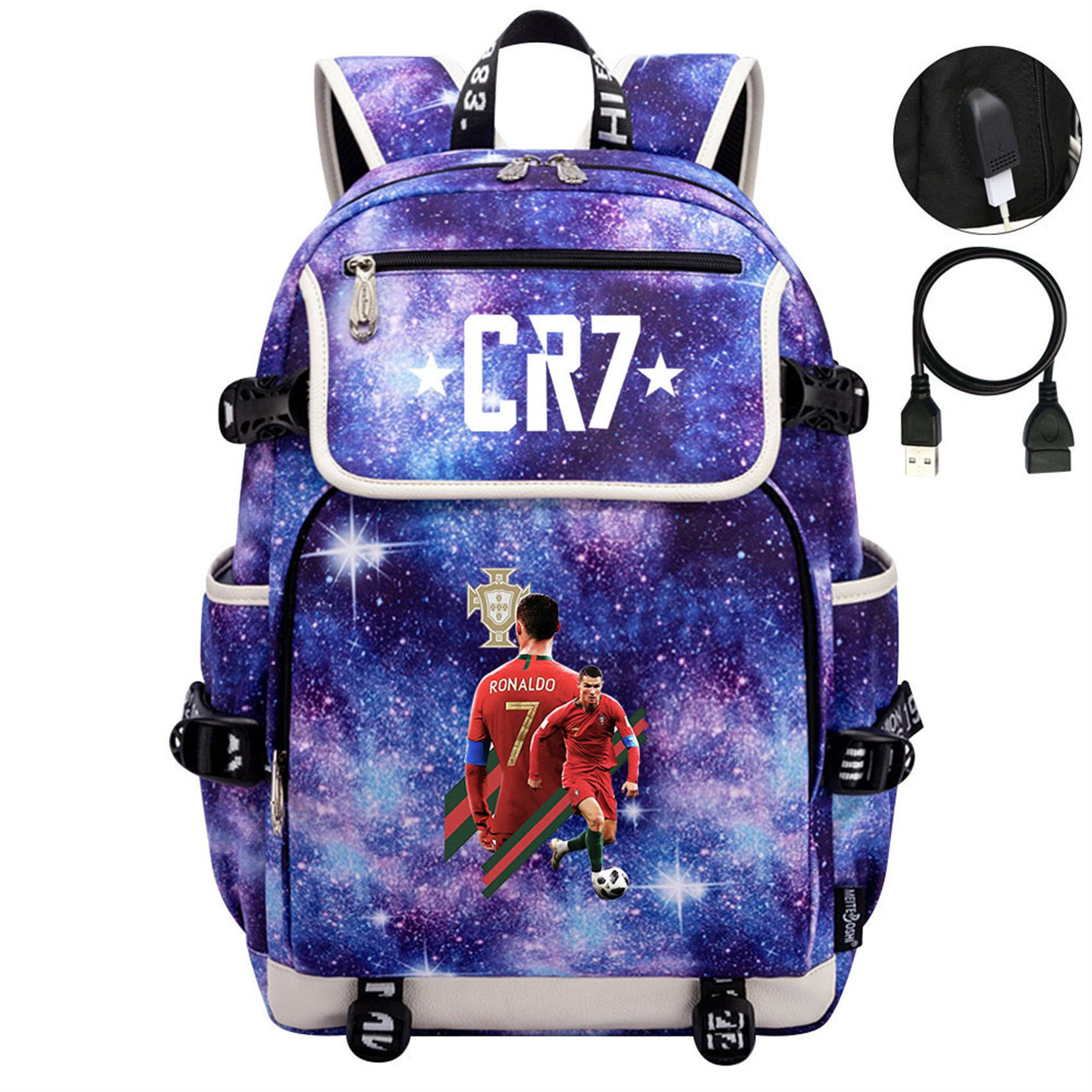 Student Cristiano Ronaldo Backpack with USB Charge Port Lightweight ...