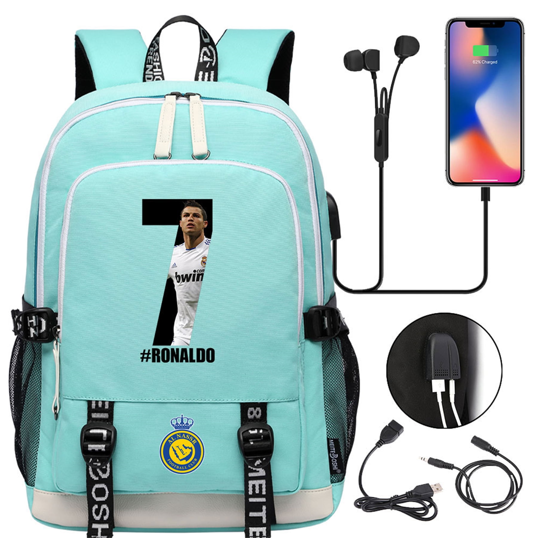 Student Cristiano Ronaldo Bookbag-Back to School Backpack Waterproof ...