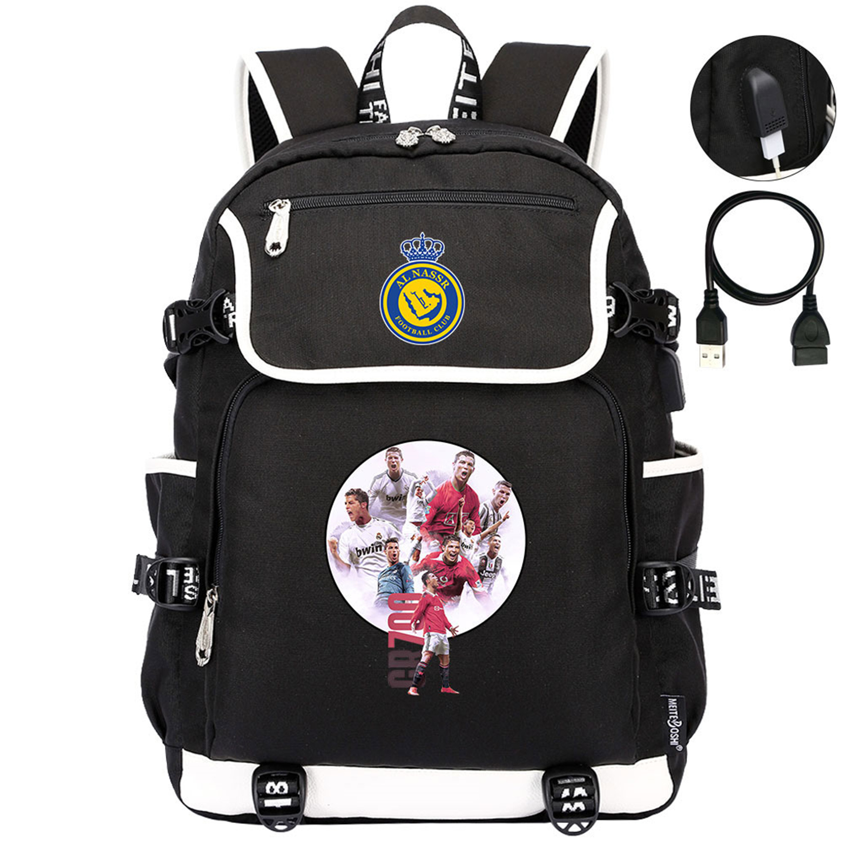 Student Cristiano Ronaldo Canvas Bookbag,CR7 Waterproof Backpack Casual ...