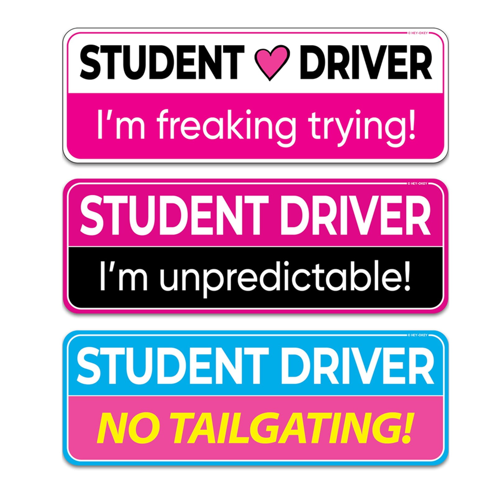 Student Driver Car Magnets - Fun 3-Pack Girly Please Be Patient ...