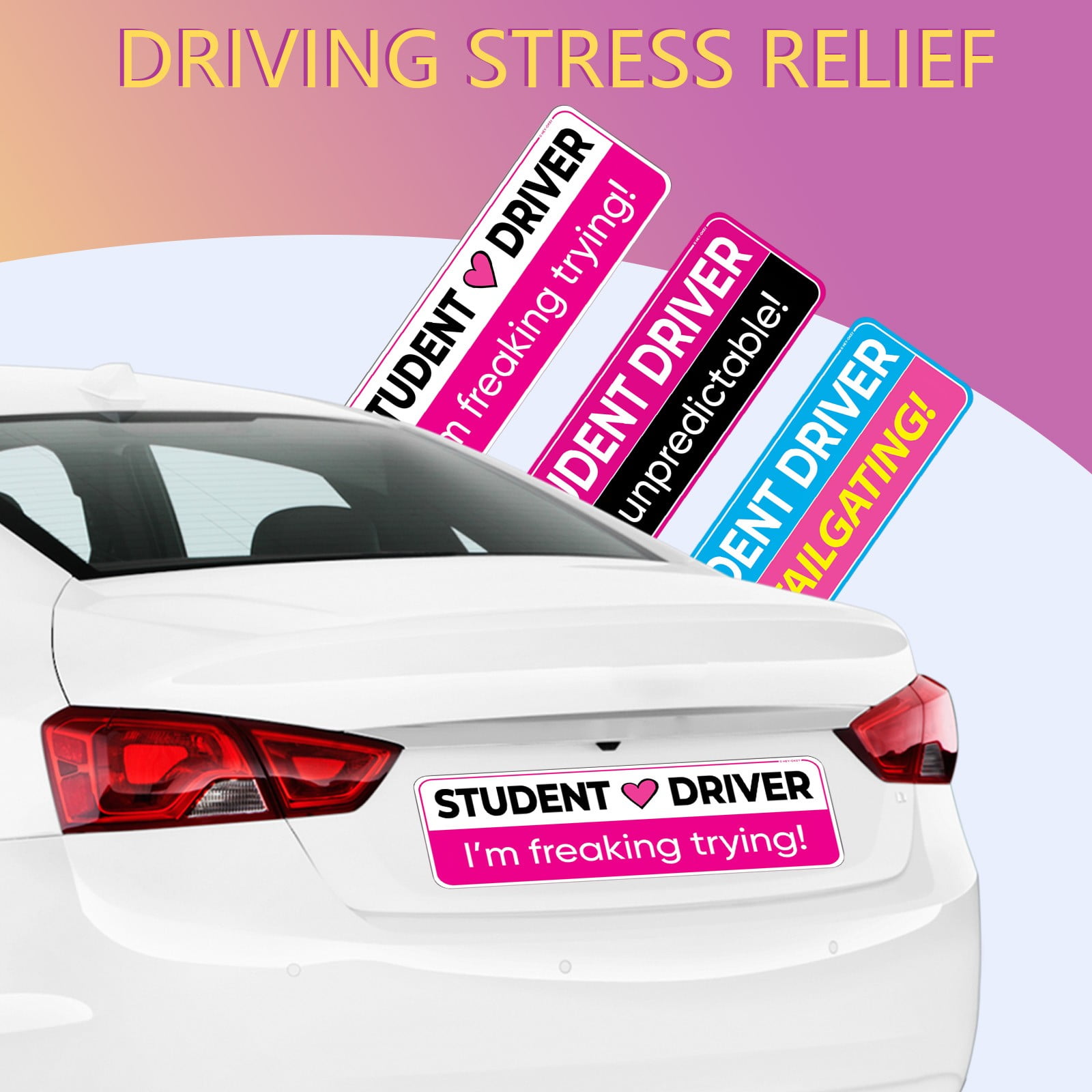 Student Driver Decals, 9.84"×3.34“, 3PCS Student Driver Magnetic Signs ...
