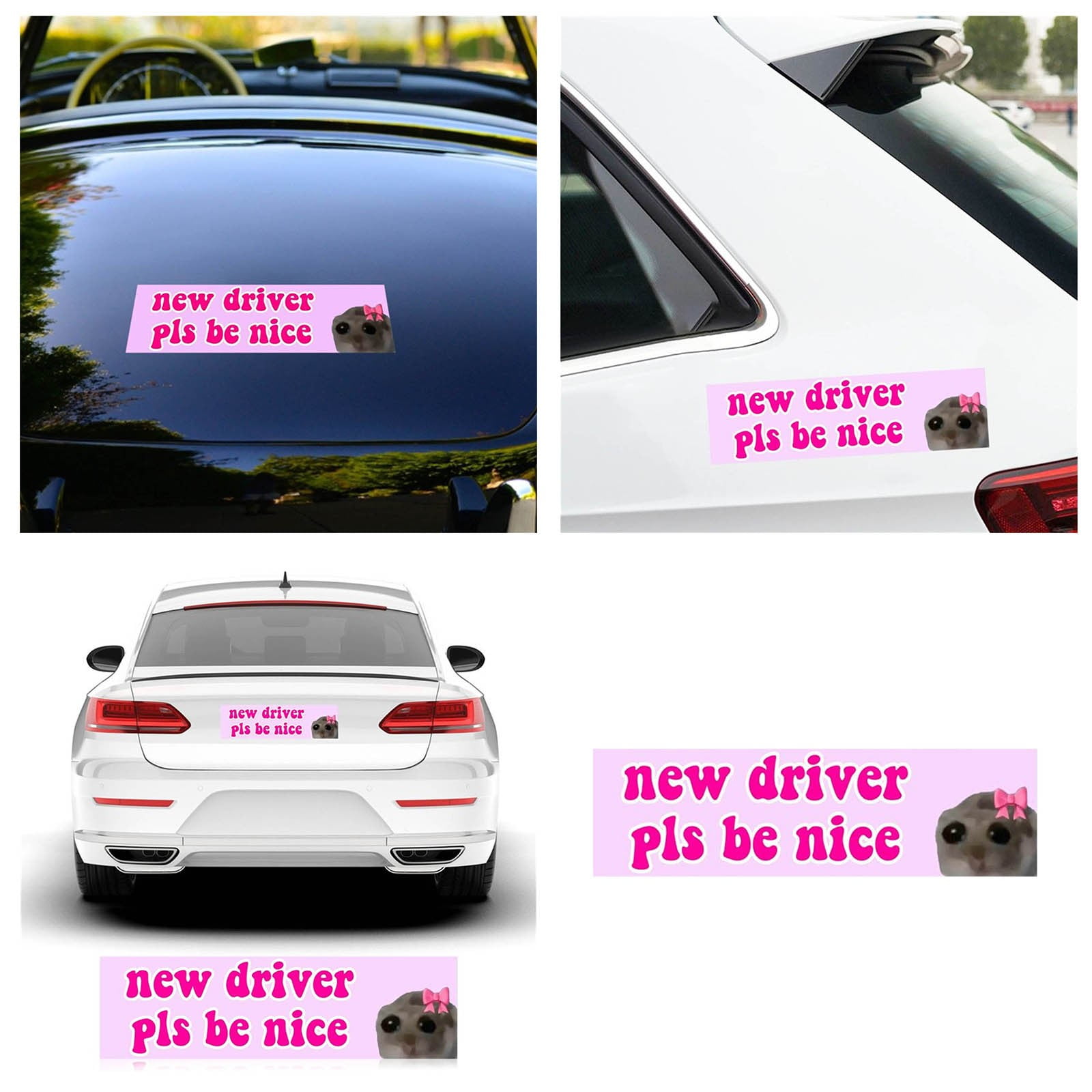 Student Driver Sticker for Cars, Funny Reflective Hamster Please Be ...