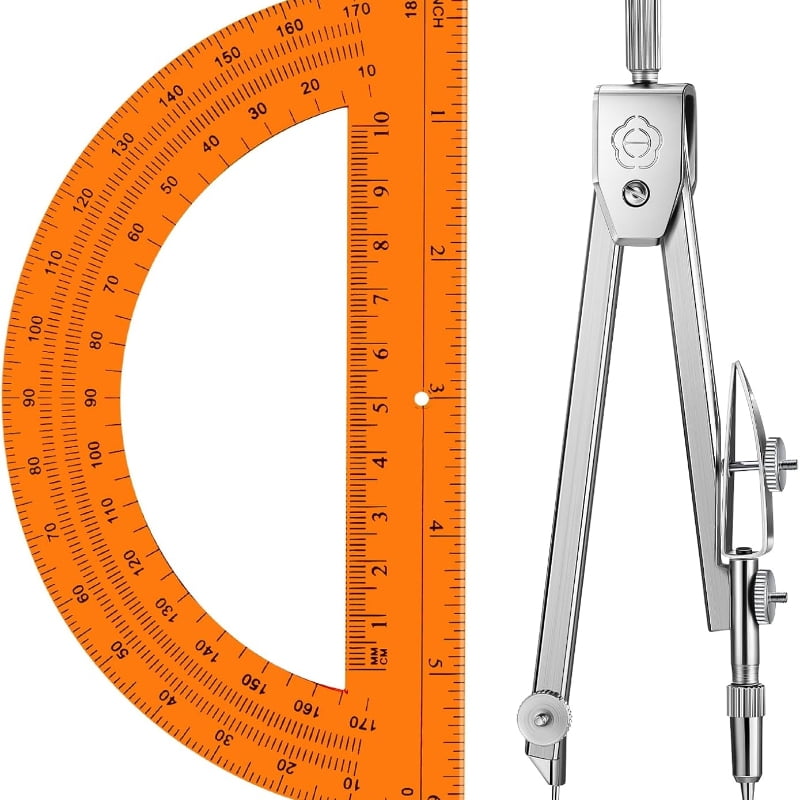Student Geometry Math Set, Drawing Compass and 6 Inch Swing Arm ...