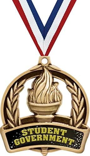 Student Government Medals, 2" Gold Academic Achievement Medal Award ...
