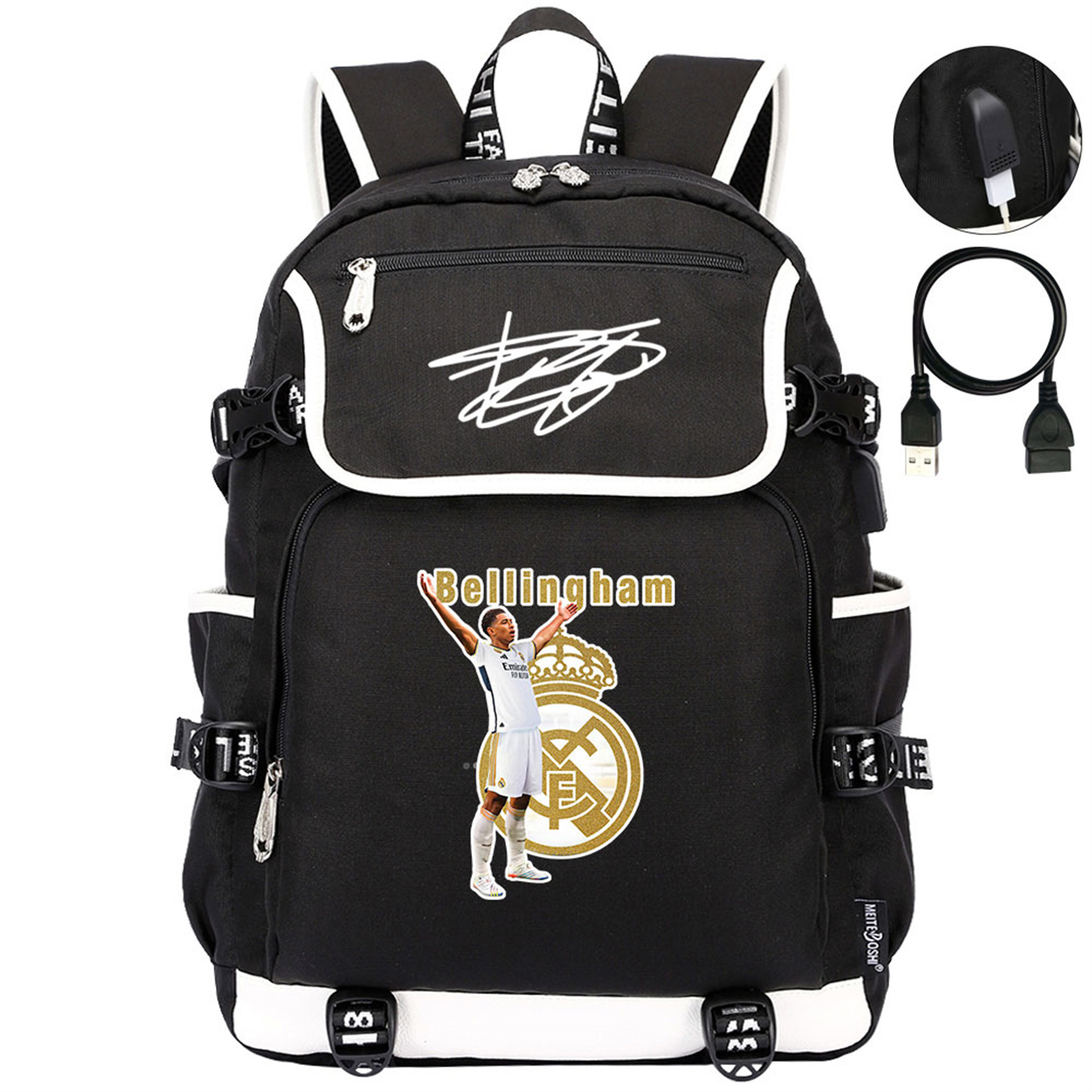Student Jude Bellingham Backpack with USB Charging Port Waterproof ...