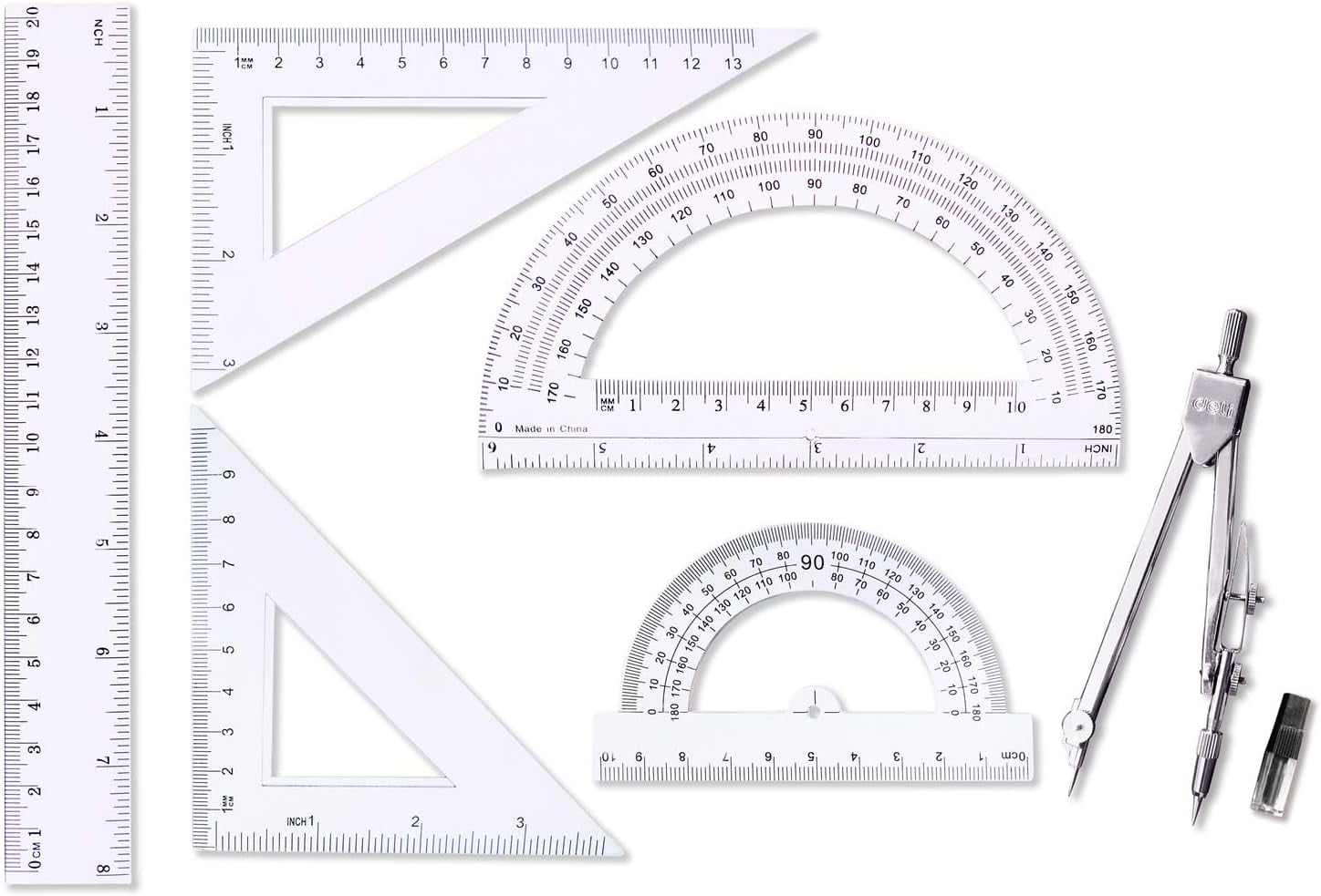 Student Math Geometry Set,Drawing Compass 4 Inch and 6 Inch Clear Math ...