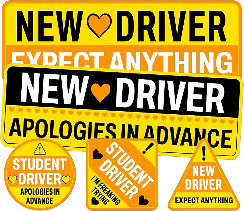 Student New Driver Sticker Pack 5 Pieces Vinyl Waterproof UV Printed ...