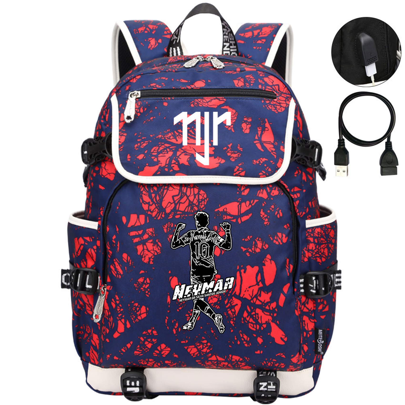 Student Neymar Backpack with USB Charge Port Water Resistant Travel ...
