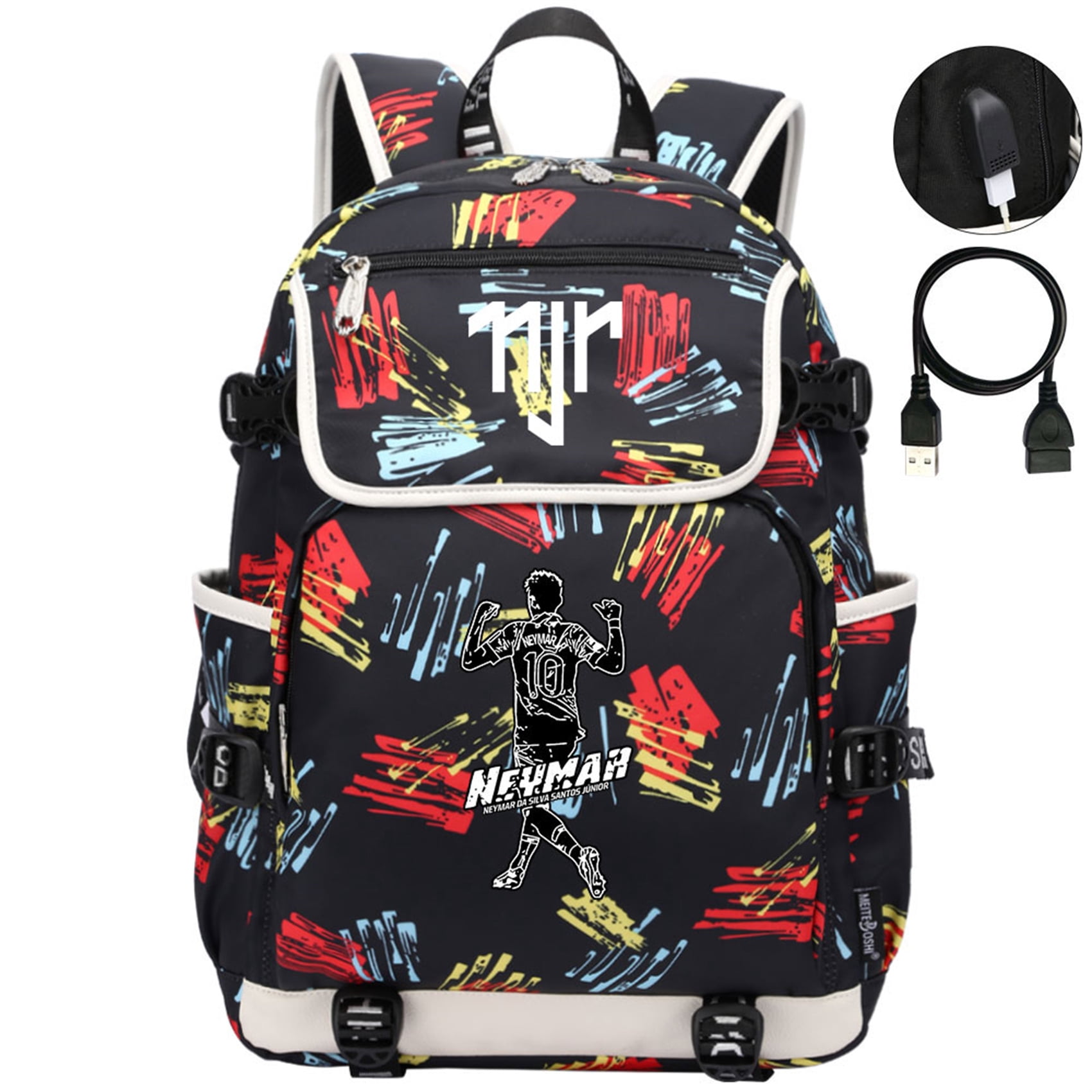 Student Neymar Backpack with USB Charge Port Water Resistant Travel ...