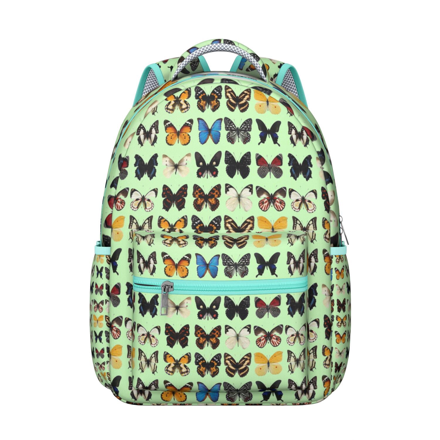 Student School Backpack with Colorful Butterflies Floral Pattern ...