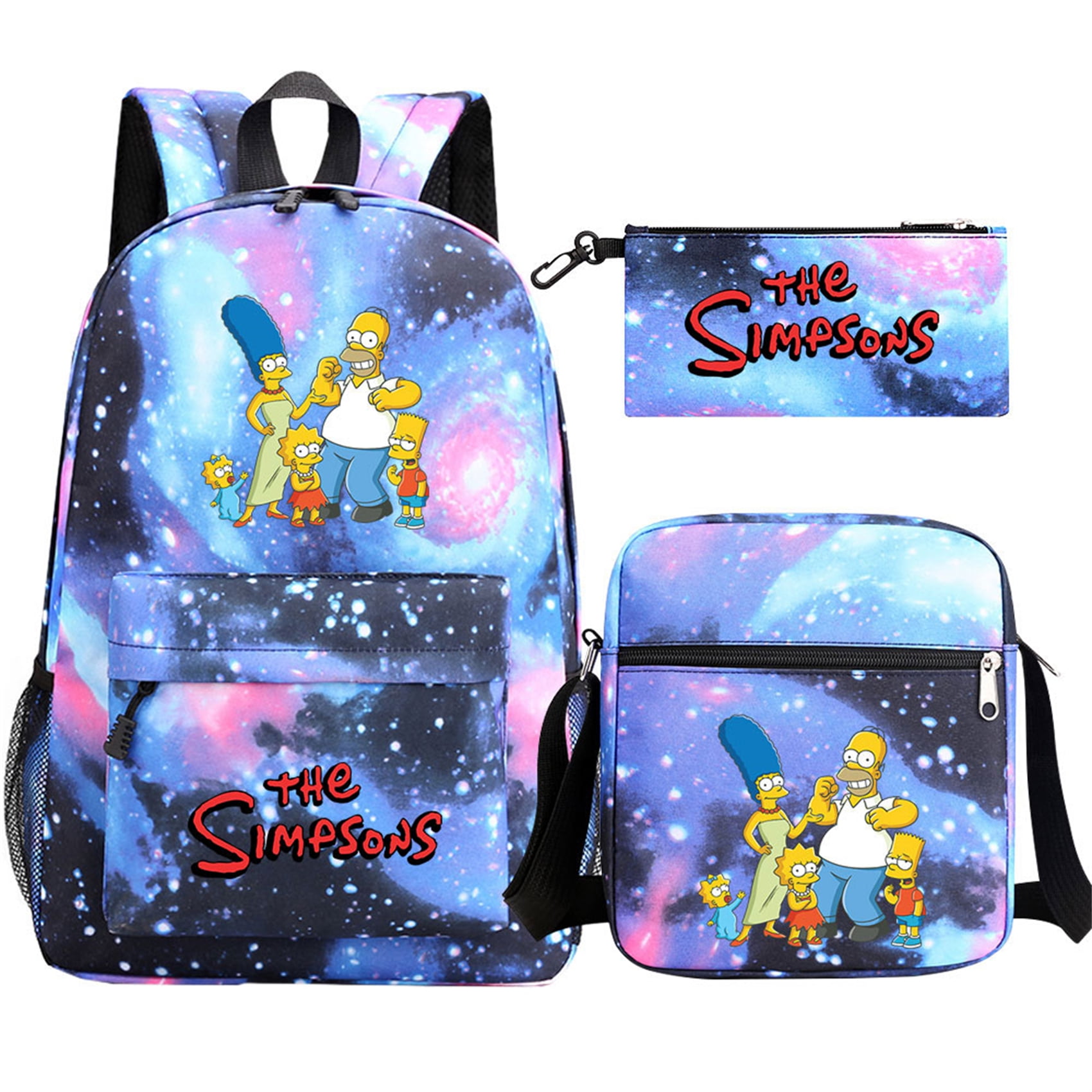 Student Schoolbag 3 in 1 Set The Simpsons Classic Backpack Lightweight ...