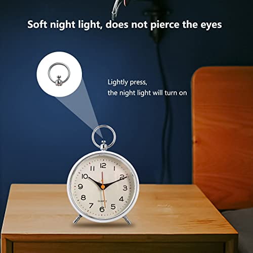 Student Snooze Alarm Clock Silent Non-ticking Battery Operated Bedside ...