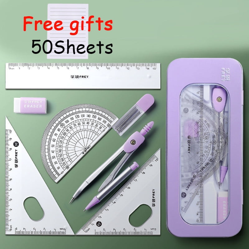 Student Specific Compass and Ruler 7-piece Set for Exams Stationery ...