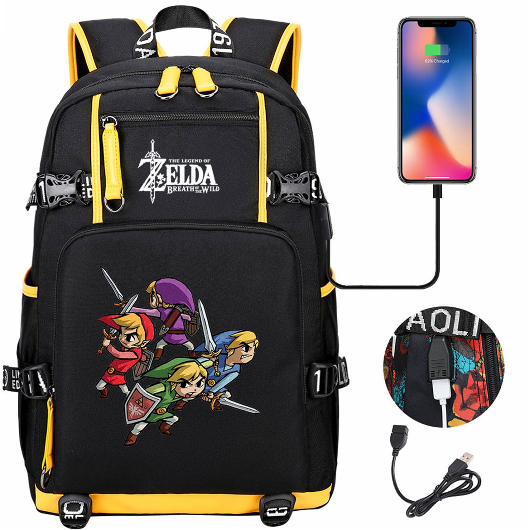 Student The Legend of Zelda Bookbag Large Canvas Travel Knapsack ...