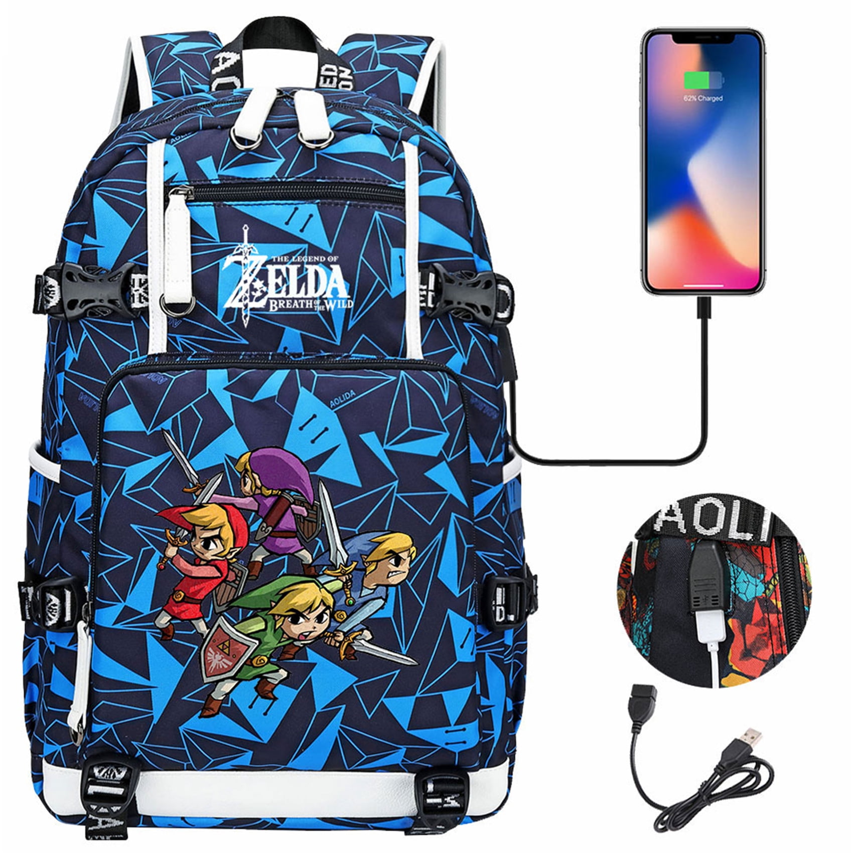 Student The Legend of Zelda Bookbag Large Canvas Travel Knapsack ...