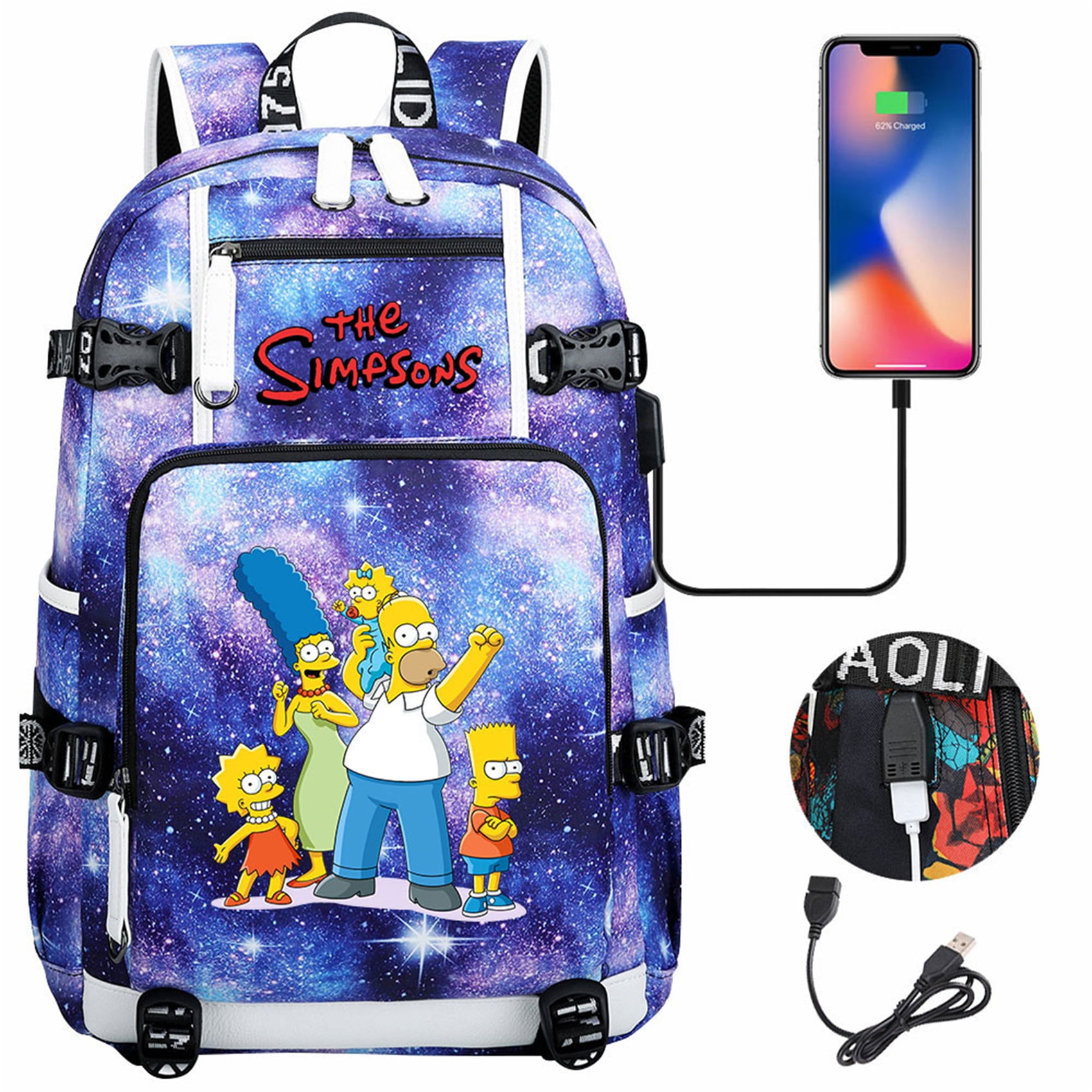 Student The Simpsons Casual Backpack-Lightweight Canvas Travel Daypack ...