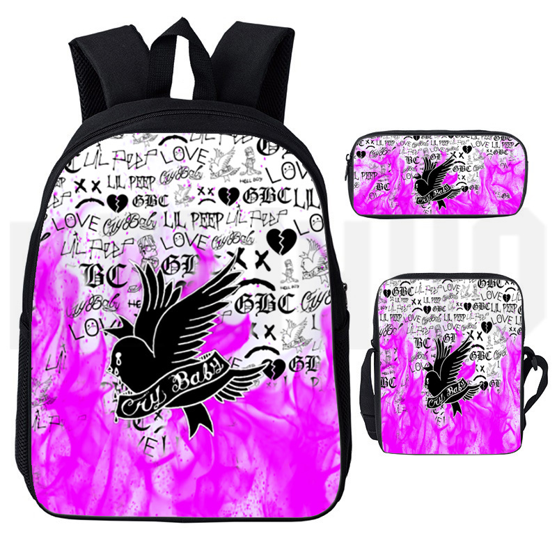 Students 3D Backpack 3 Pcs/Set Rapper Primary Bags Travel Laptop ...