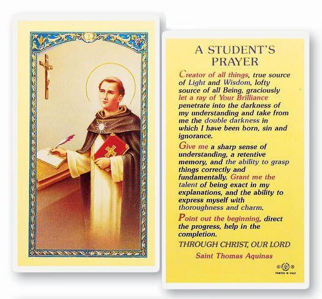 Students Prayer Laminated Catholic Prayer Holy Card with Prayer on Back ...