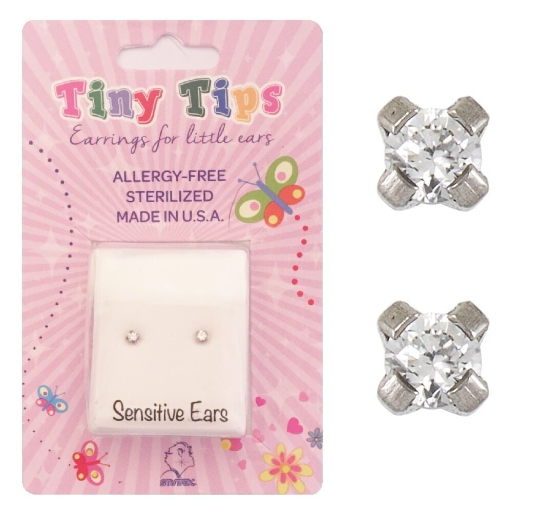 Studex Tiny Tips Cubic Zirconia Stainless Steel 3mm Stud Earrings ...