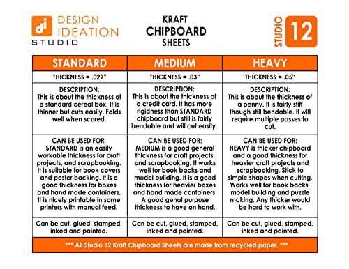 Studio 12 Chipboard Sheets. Kraft . Great for Model Building, Scrap-Booking, Creative Projects ...