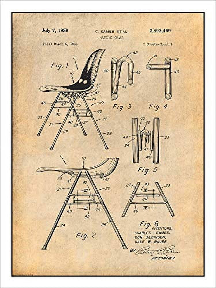 Studio 21 Graphix 1956 Eames Stackable Nesting Chair Patent Print Art ...