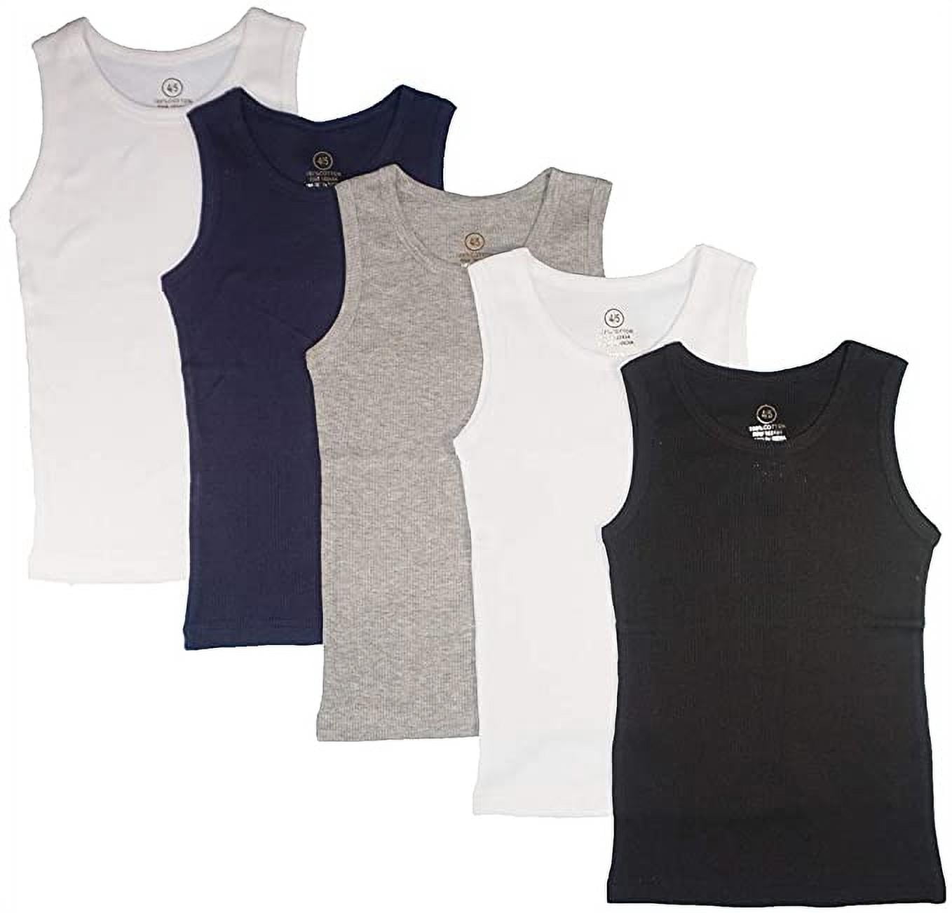 Studio 3 Sleeveless Cotton, Tank Tops 5 Pack (Boy's & Men's) Size 4-5 ...