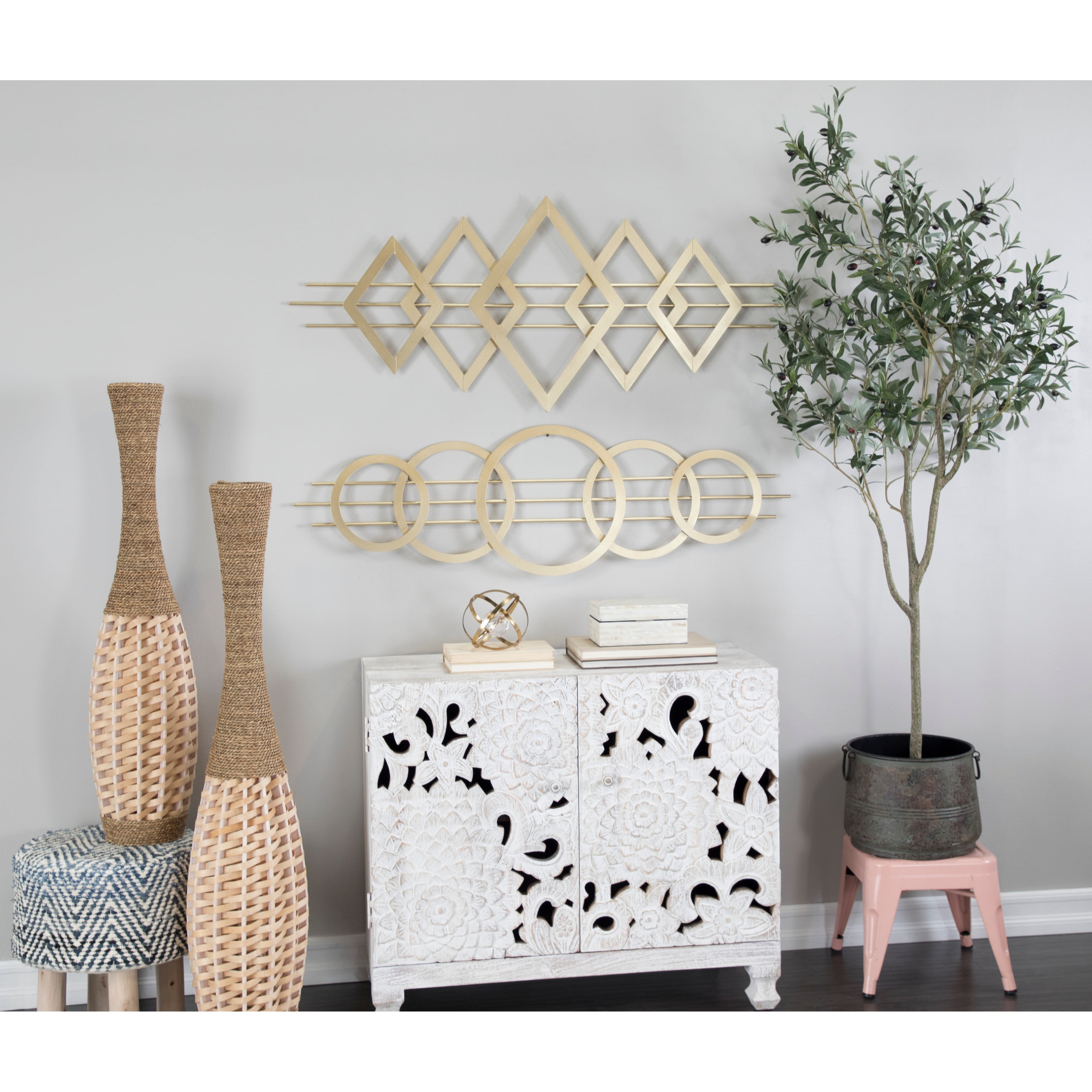 Studio 350 Artisitc Metal Triangles and Circles Geometric Wall Decor ...