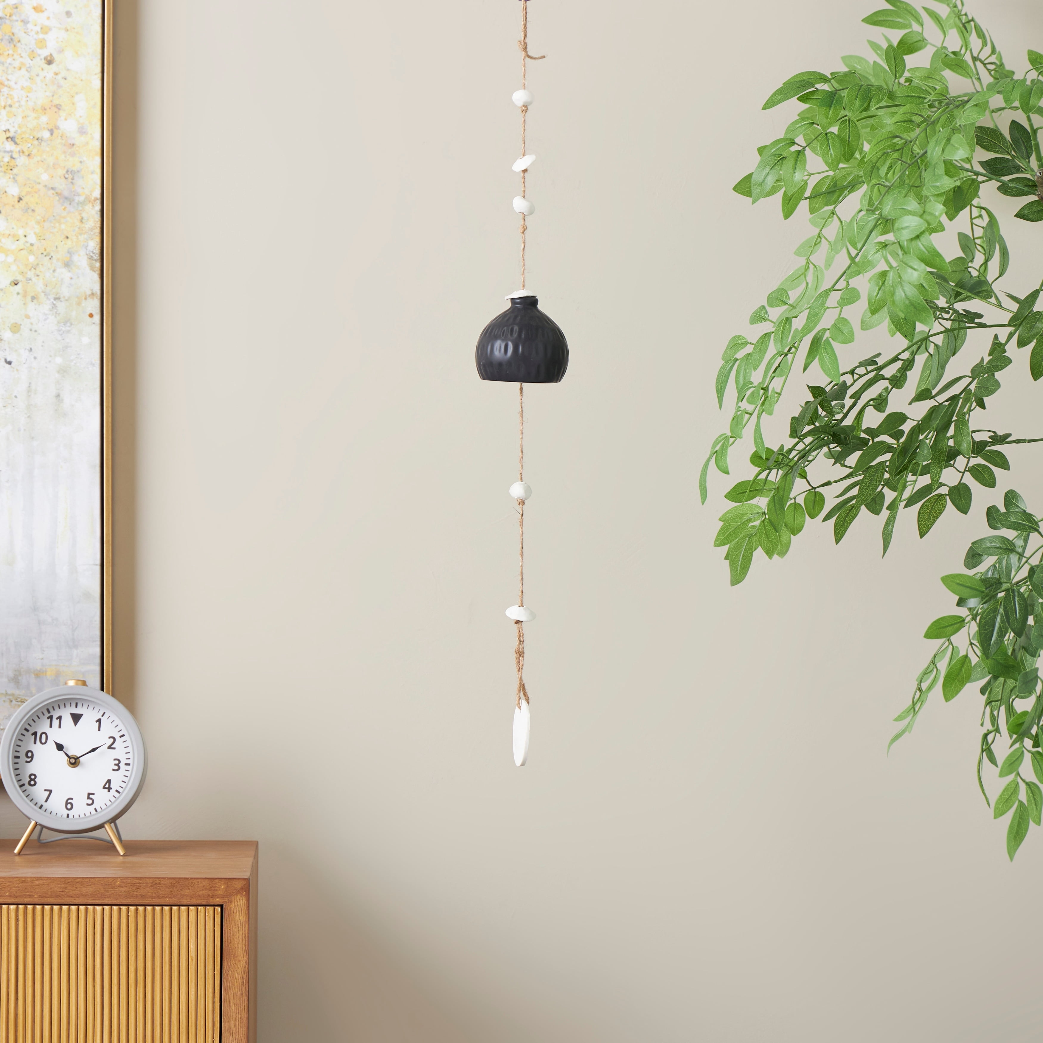 ARCILLA ELEMENTAL Black Ceramic Handmade Bell Windchime with Cascading ...