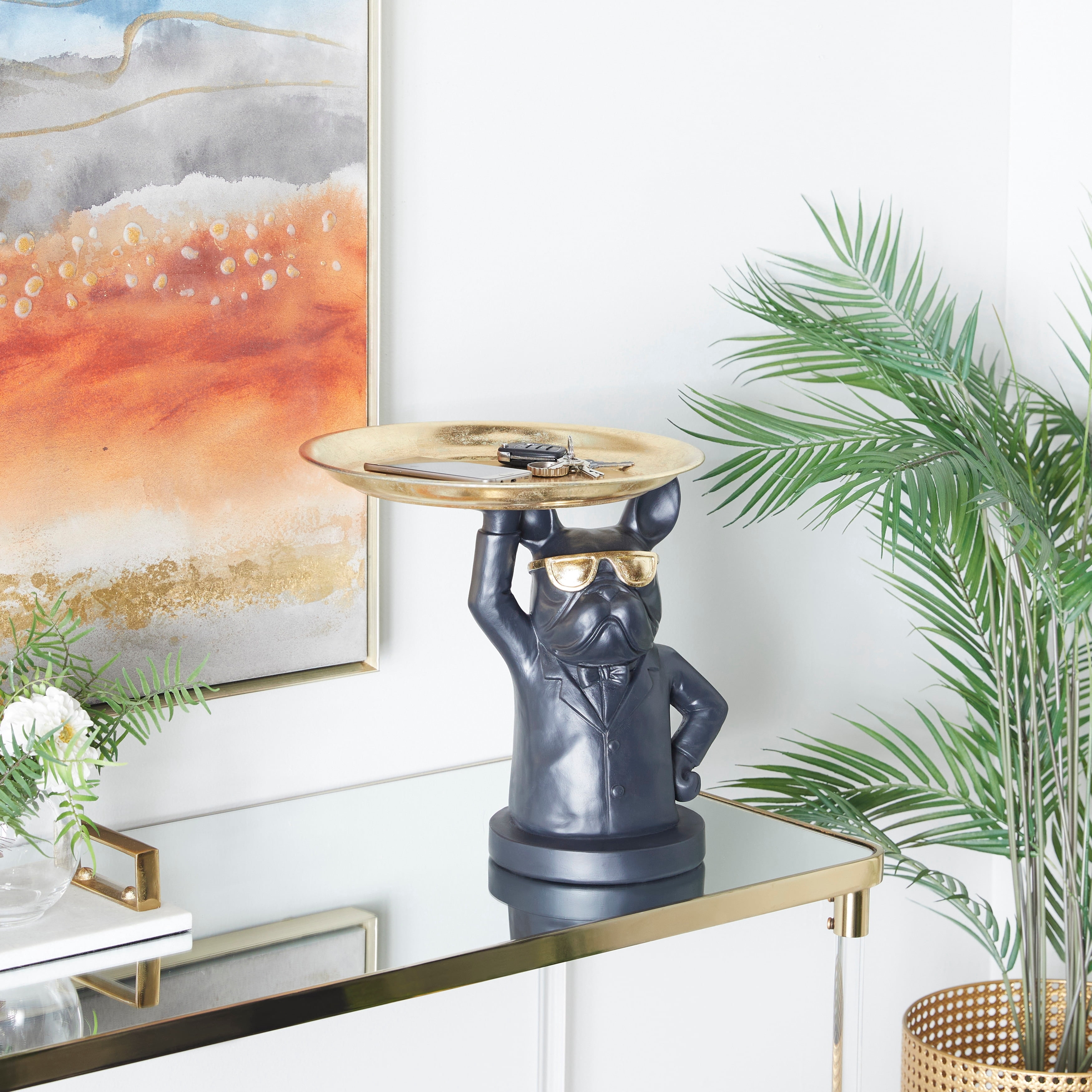 Studio 350 Black Polystone Traditional Sculpture - 15"L x 14"W x 14"H ...