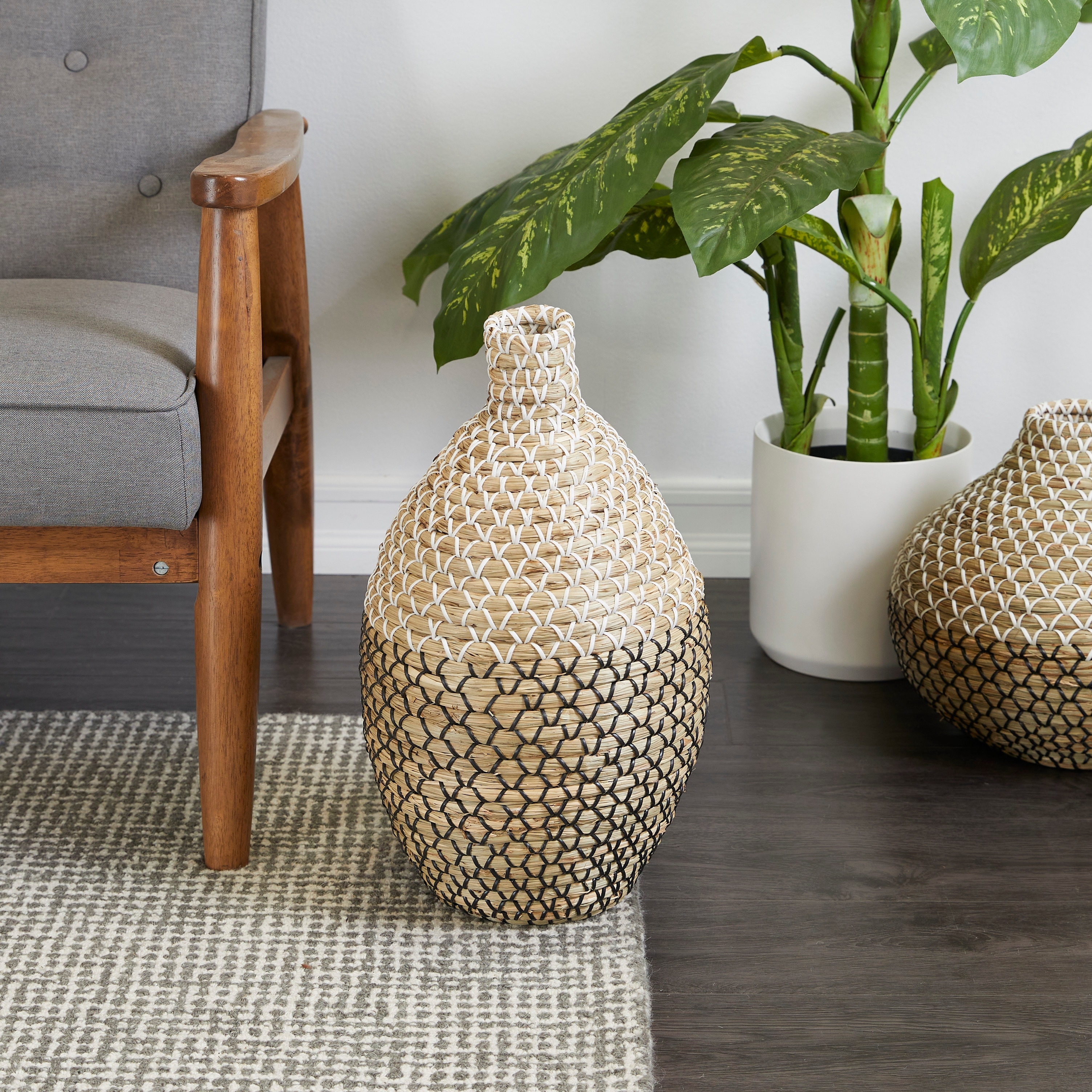 Studio 350 Brown Seagrass Handmade Tall Woven Floor Decorative Vase - Walmart.com