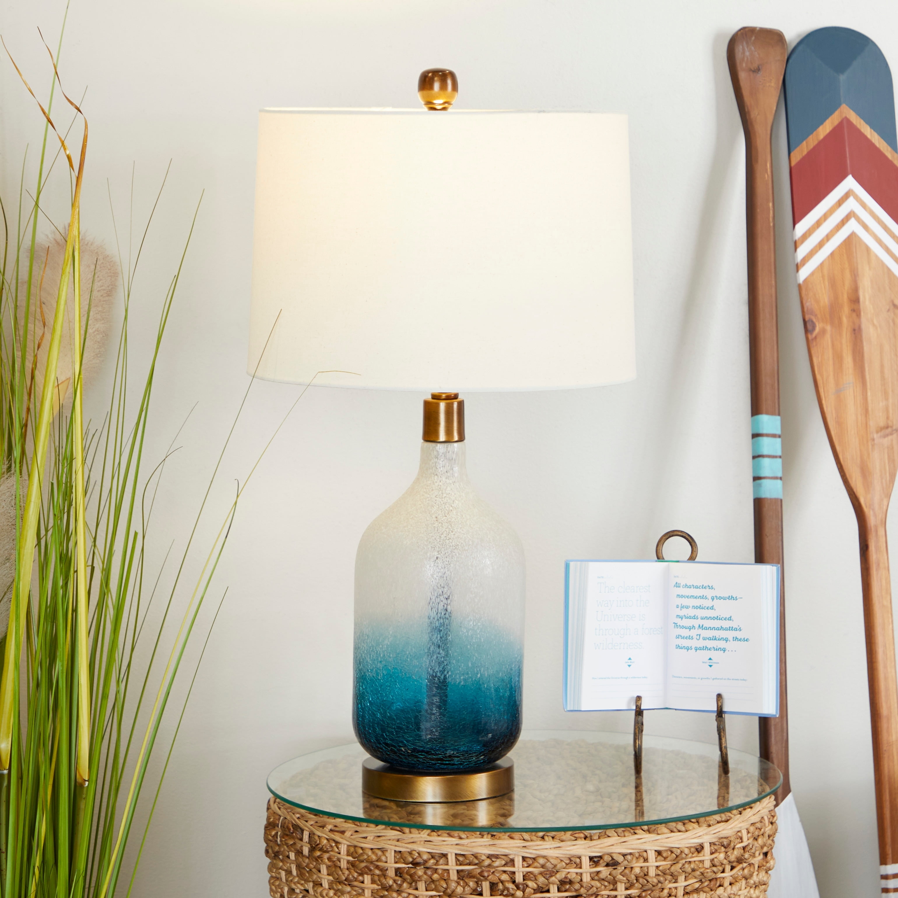 Studio 350 Chic Glass Ombre Table Lamp (Set of 2) - Blue or Gray Blue ...