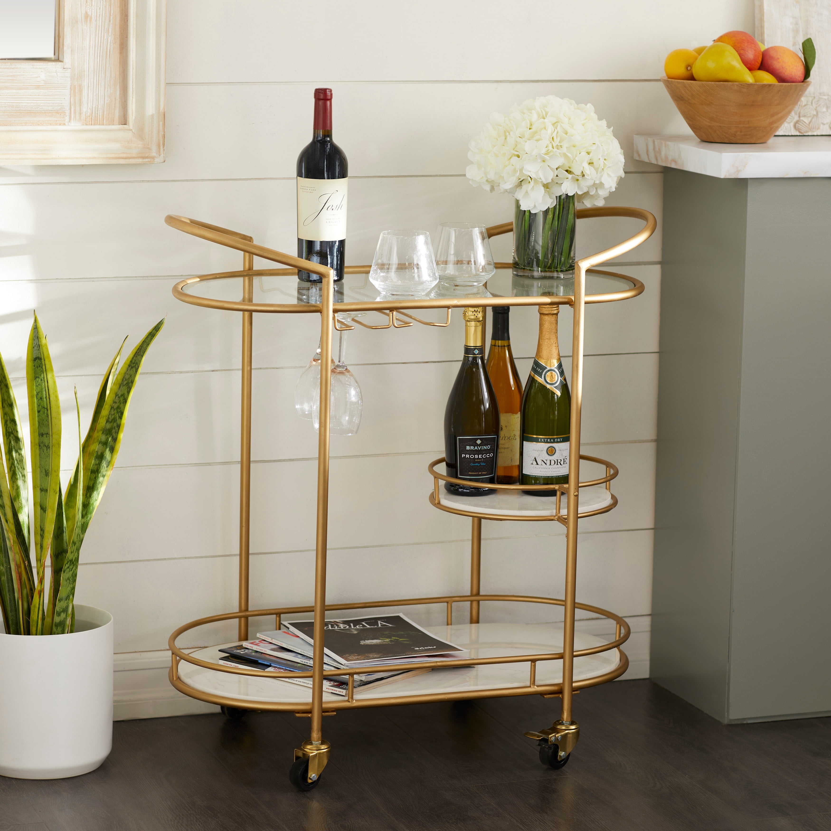 Studio 350 Contemporary Modern Iron 3 Tier Drink Bar Storage Cart ...