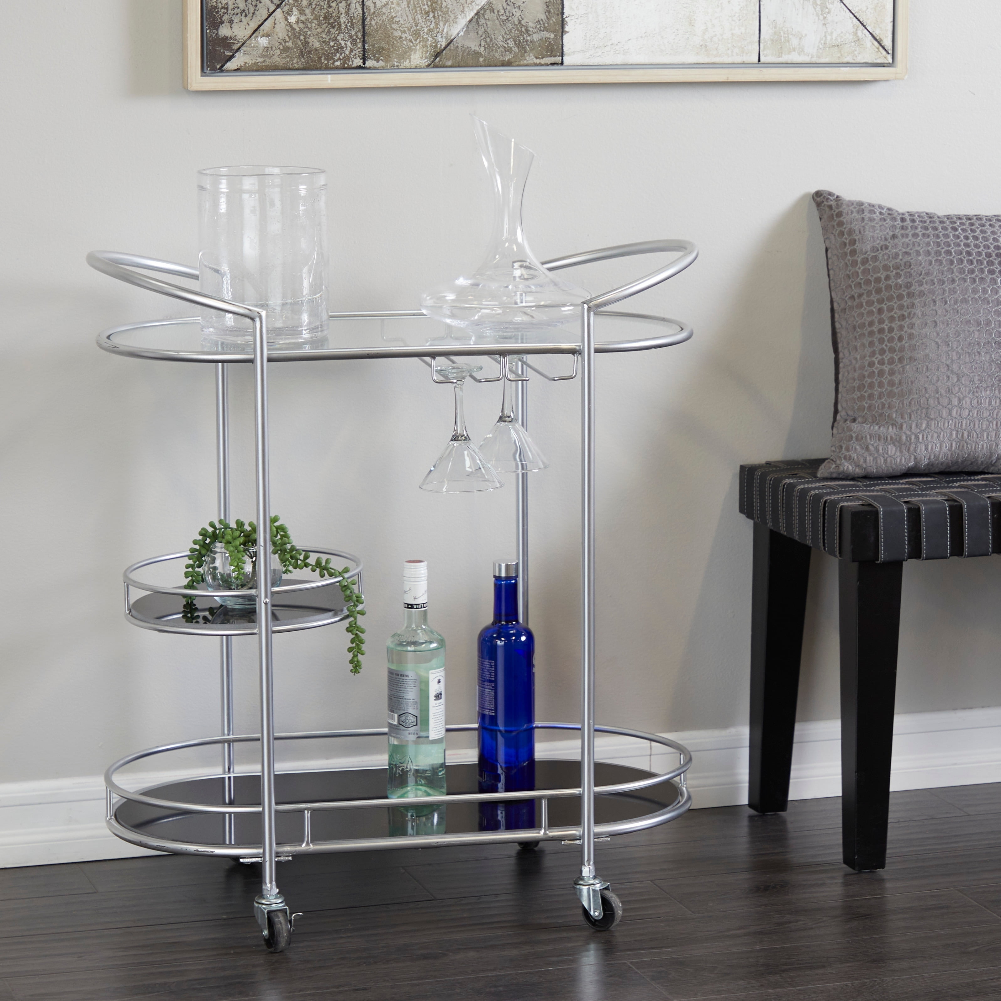 Studio 350 Contemporary Modern Iron 3 Tier Drink Bar Storage Cart ...