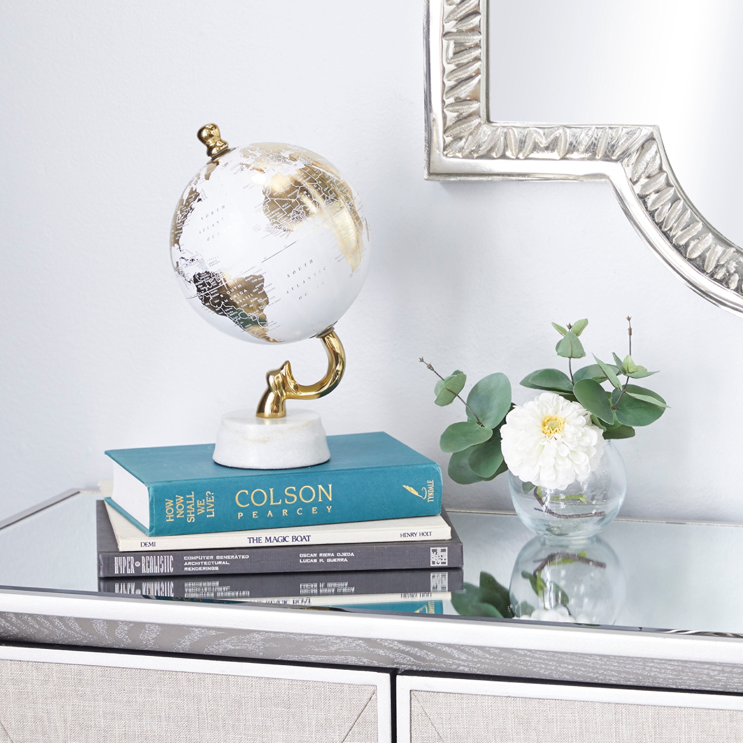 Studio 350 Gold Aluminum Globe with Marble Base 6 x 6 x 11 - Walmart.com