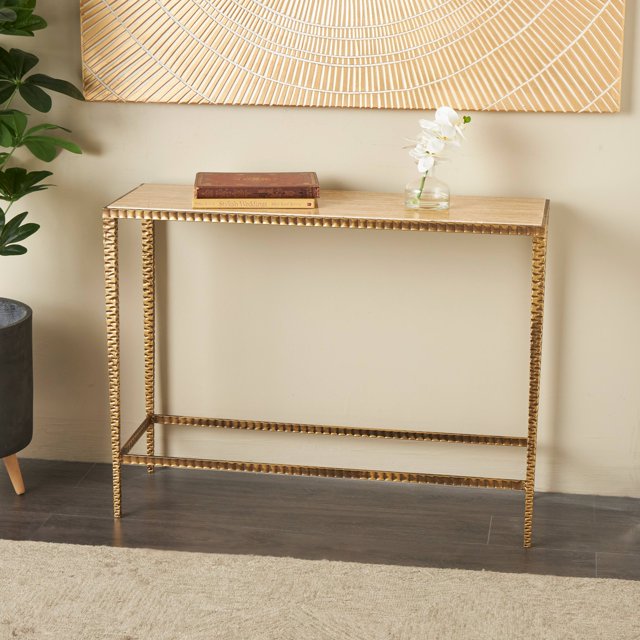 Studio 350 Gold Marble Console Table with Gold Metal Legs - Walmart.com