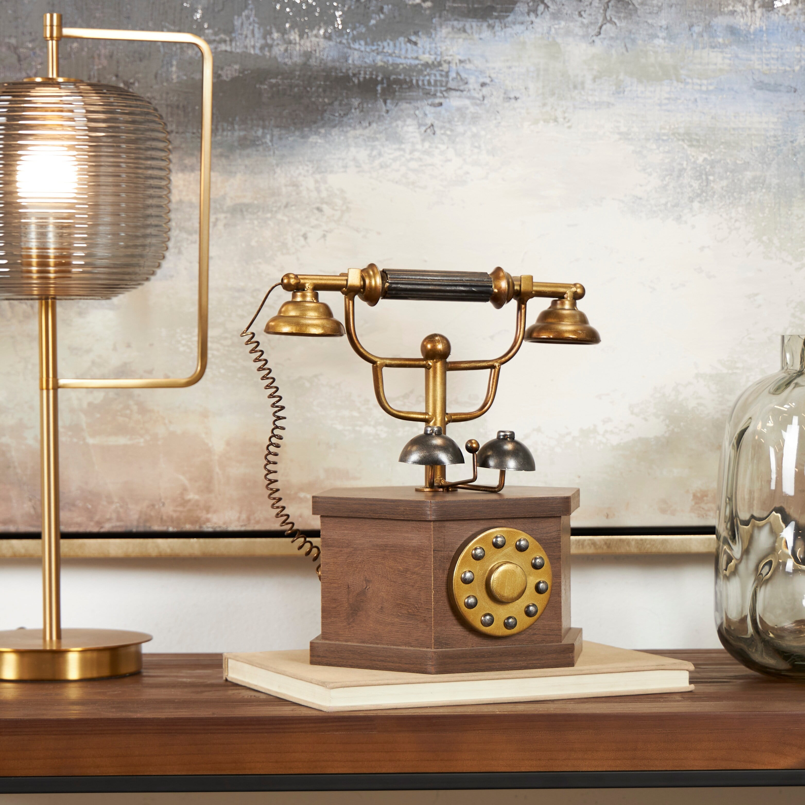 Studio 350 Gold Metal Functioning Vintage Style Telephone with Line ...