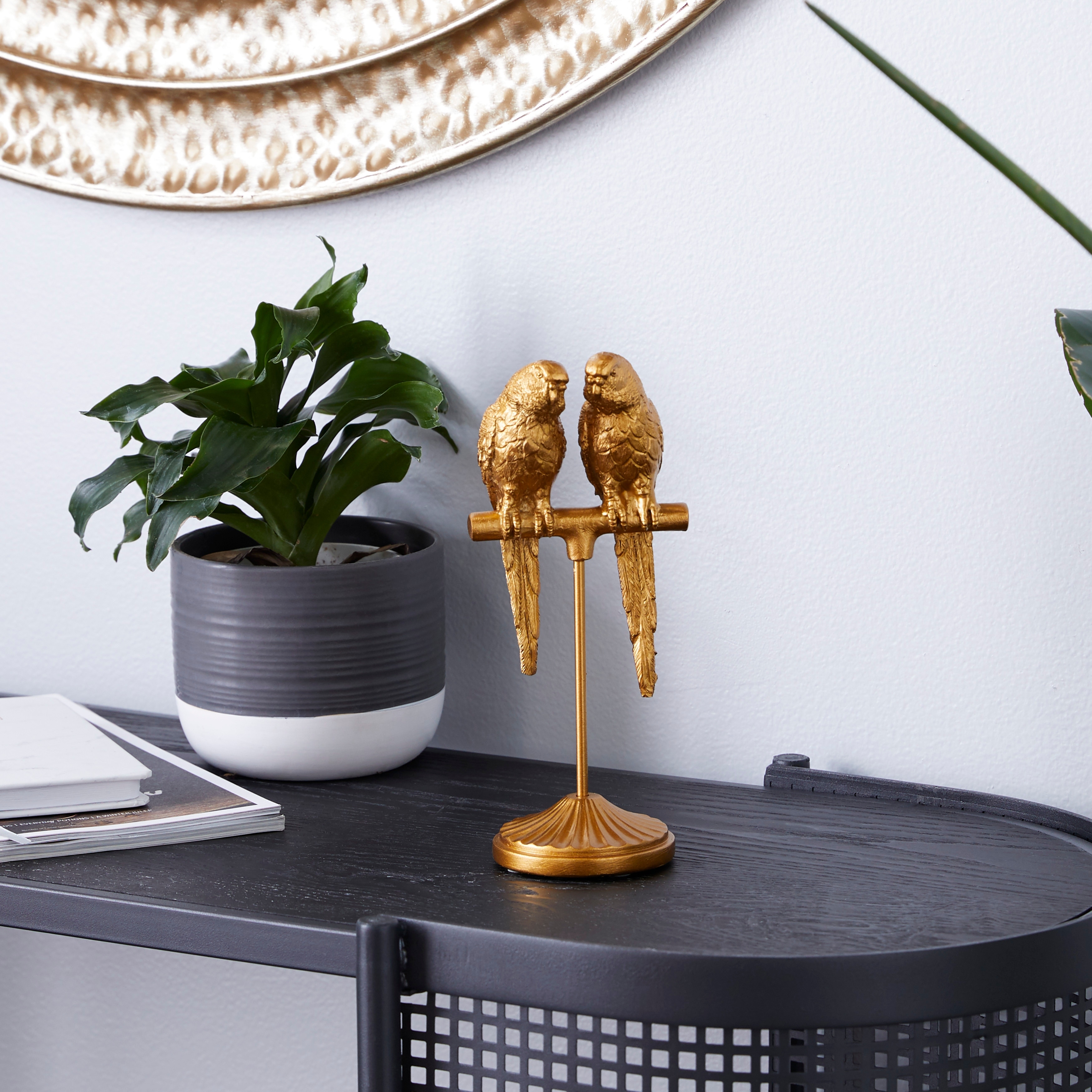 Studio 350 Gold Polystone Parrot Sculpture - 3 x 3 x 9 - Walmart.com