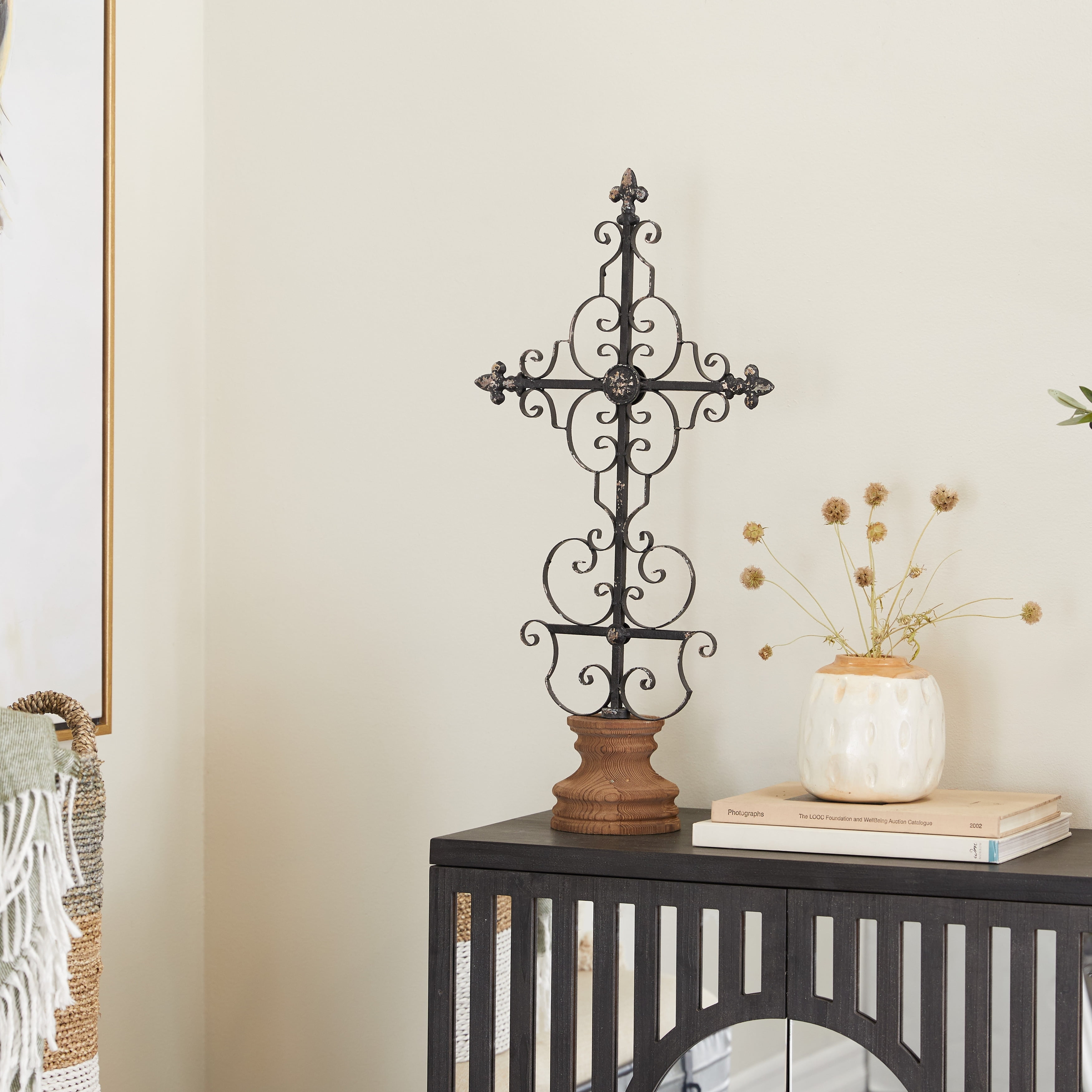 Studio 350 Iron French Country Sculpture Black 28"W, 14"H - Walmart.com