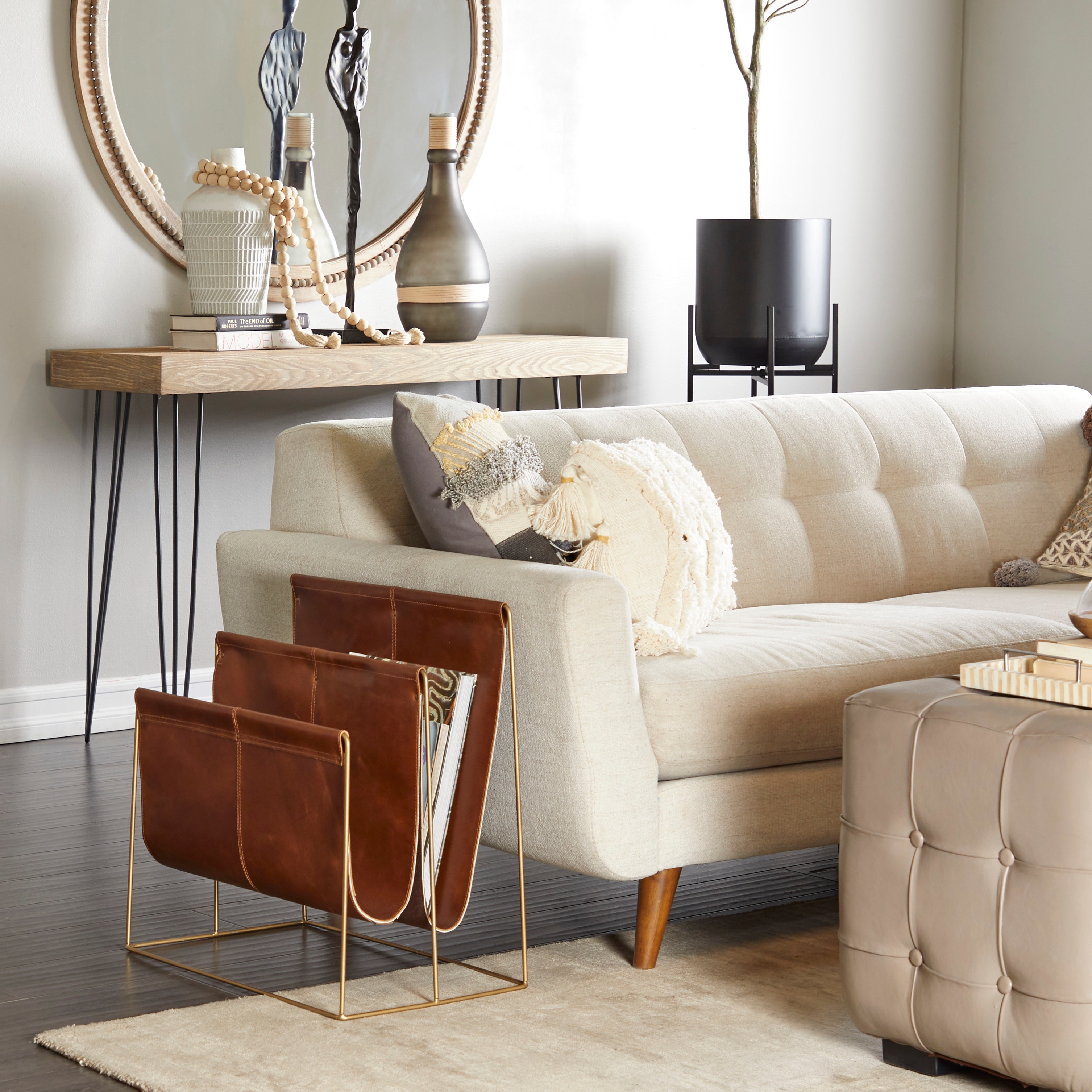 Studio 350 Leather Modern Magazine Holder - 22 x 21 x 14 Red - Walmart.com