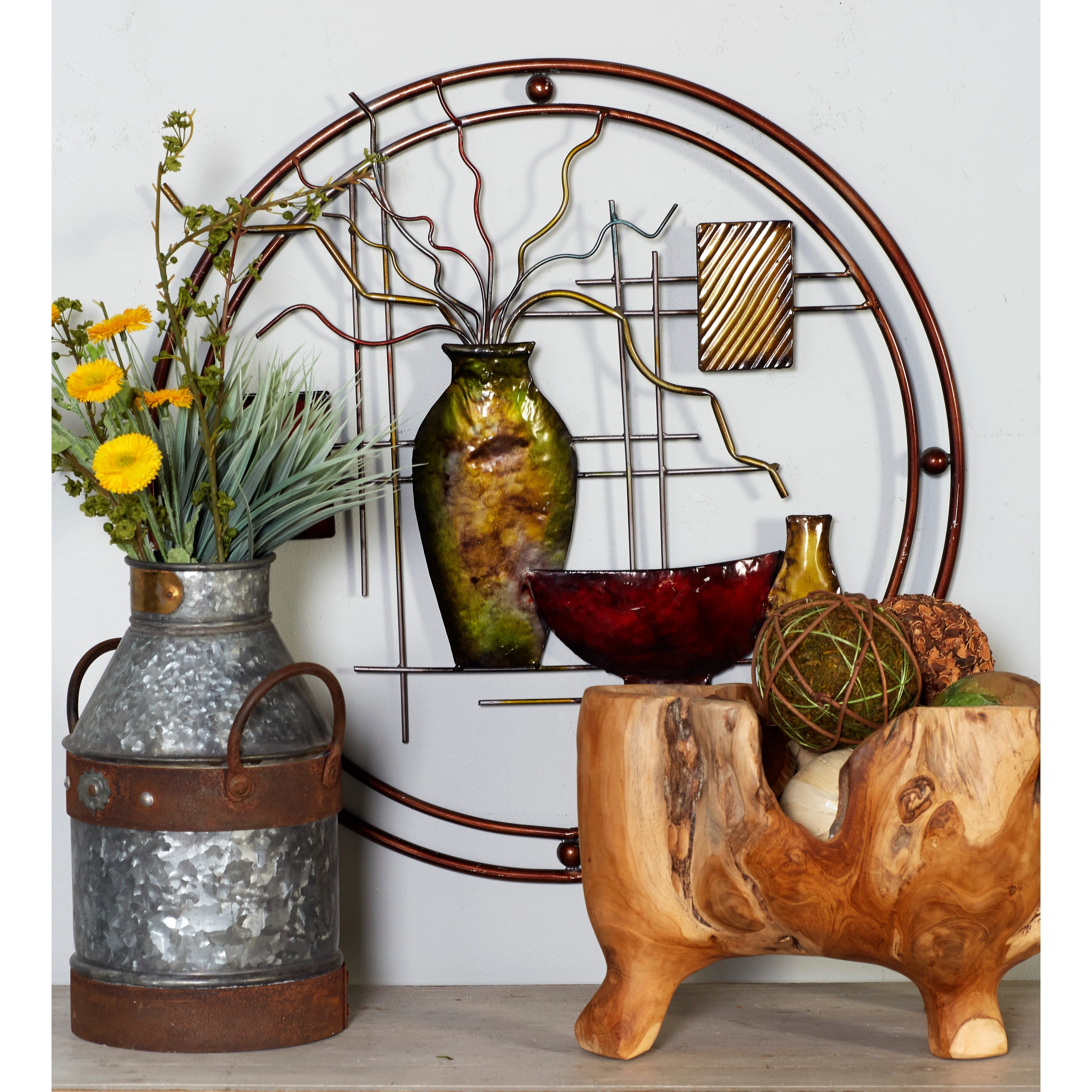 Studio 350 Multi Colored Metal Abstract Wall Decor with Vase Details ...